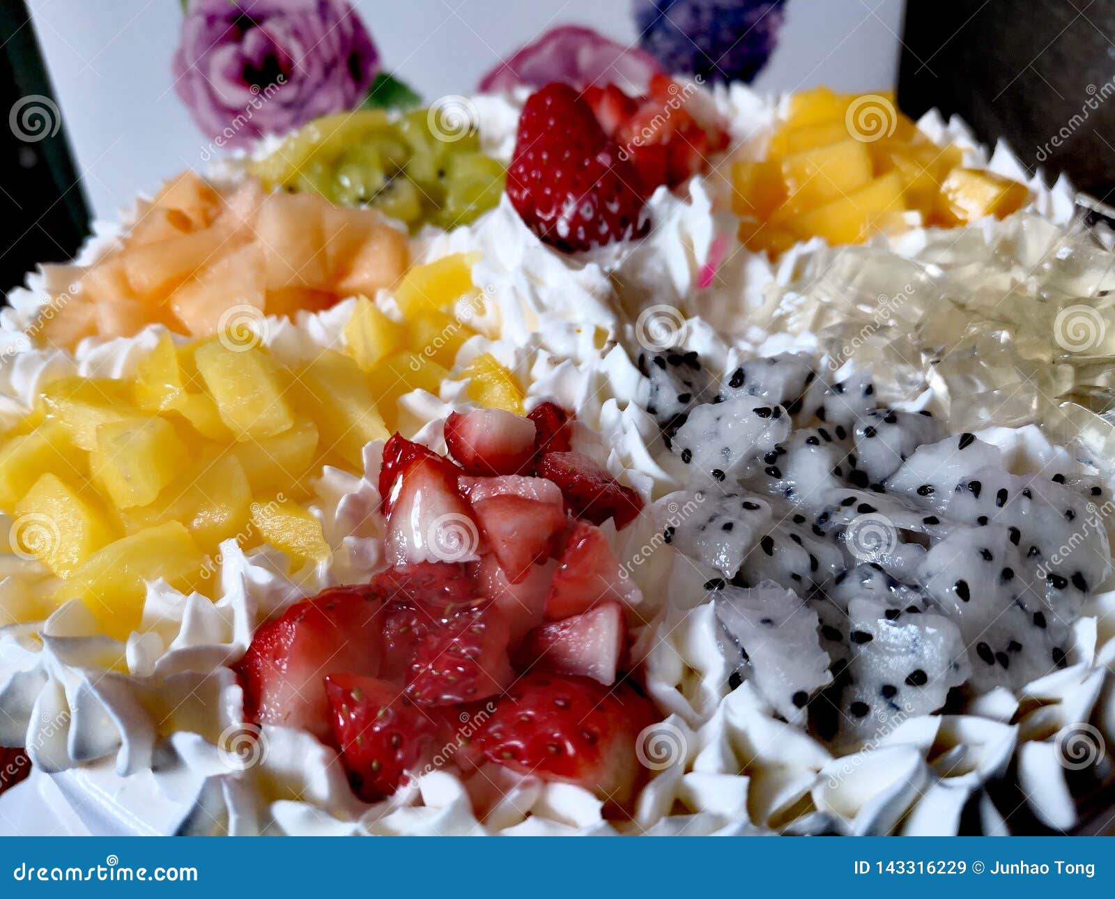 Animal cream fruit cake stock image. Image of strawberry - 143316229