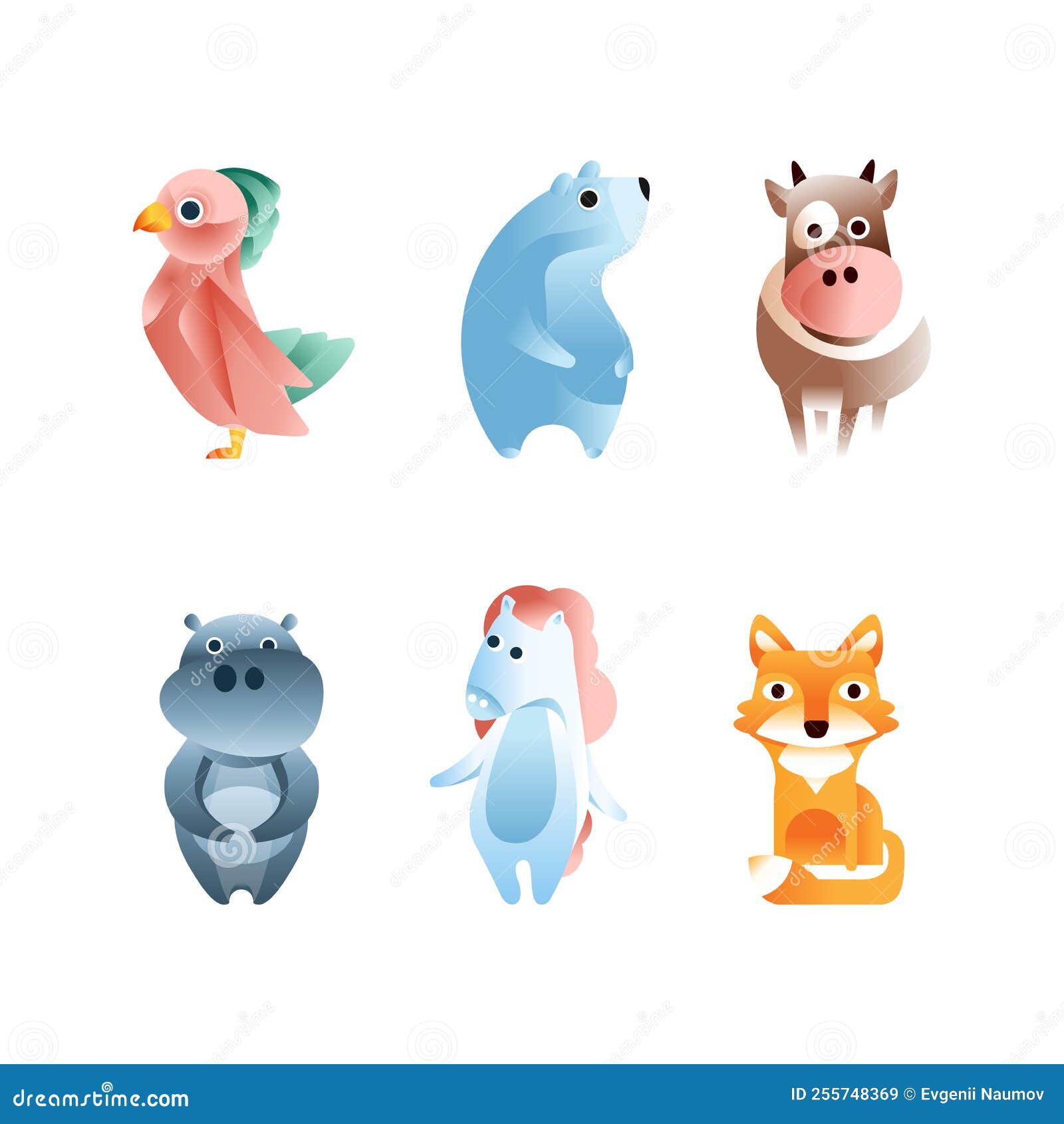 Animal Created from Overlapping Gradient Shapes Vector Set Stock Vector ...