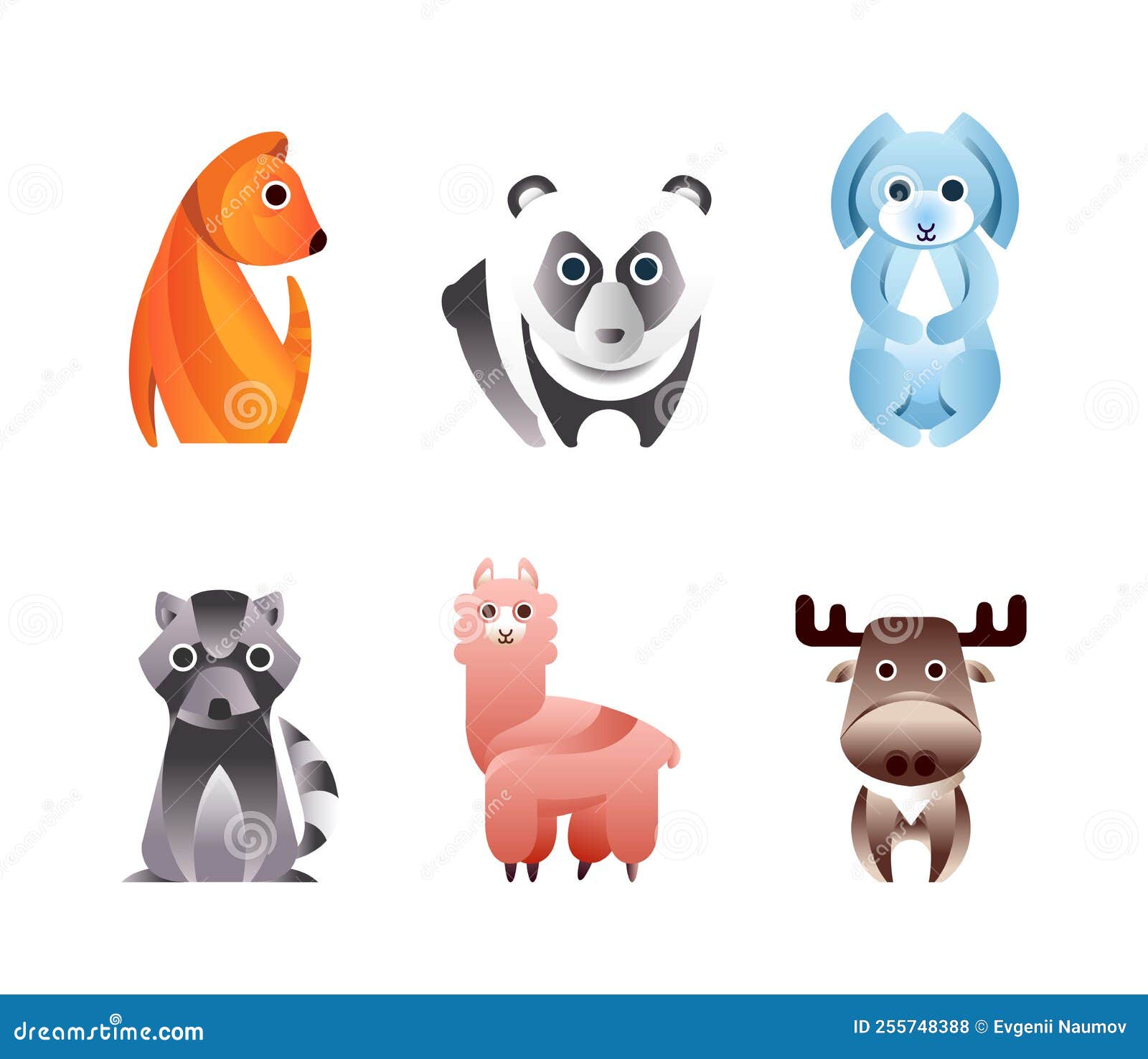 Animal Created from Overlapping Gradient Shapes Vector Set Stock Vector ...