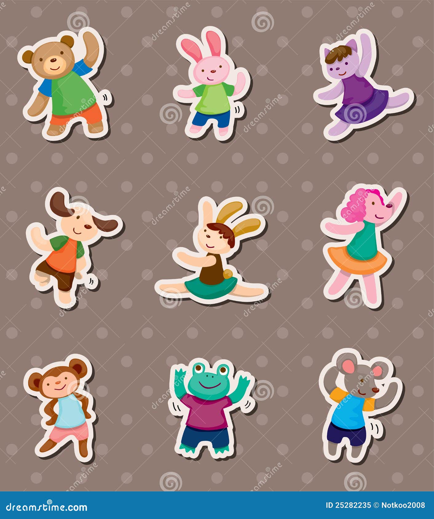 Animal dance stickers stock vector. Illustration of dancer - 25282235