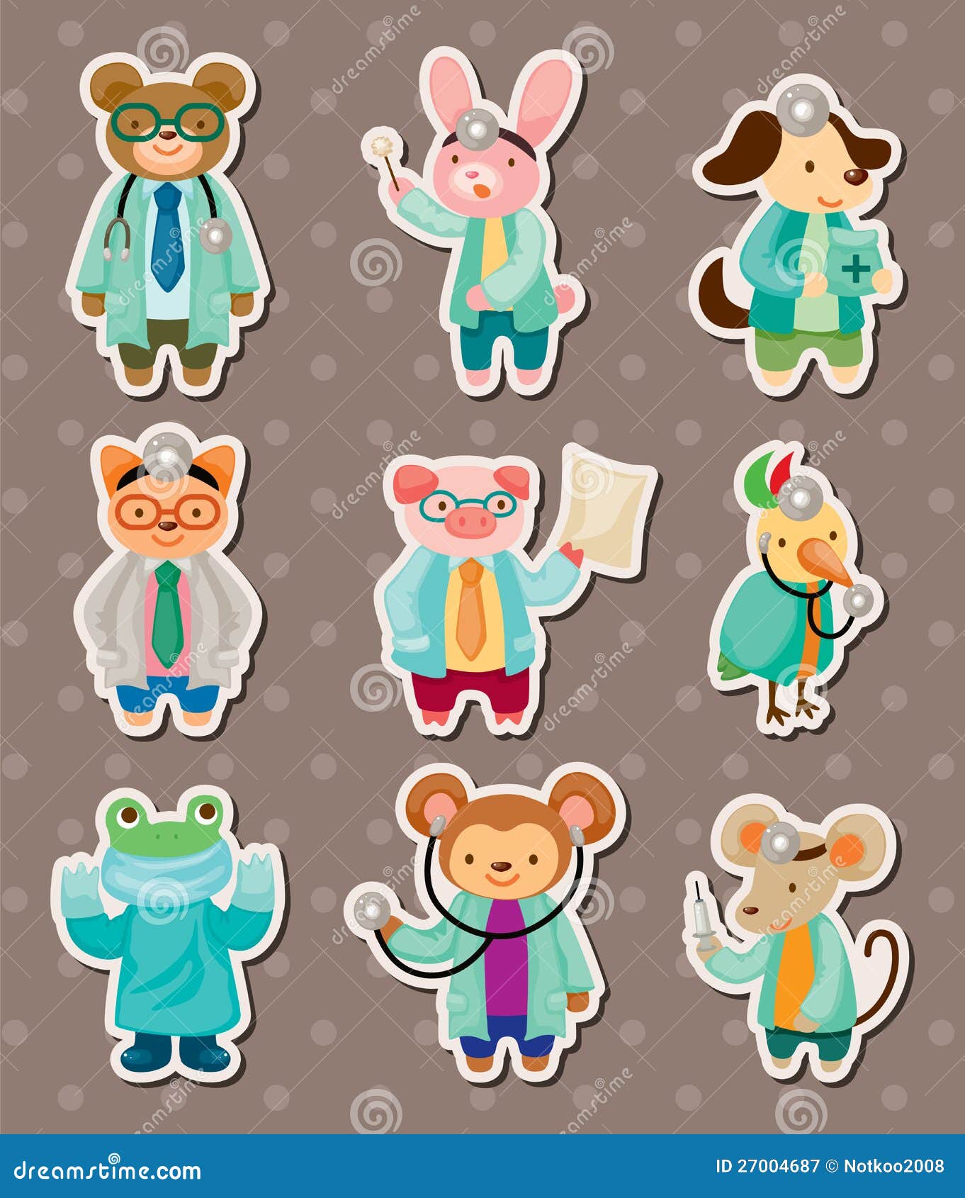 Animal doctor stickers stock vector. Illustration of frog - 27004687