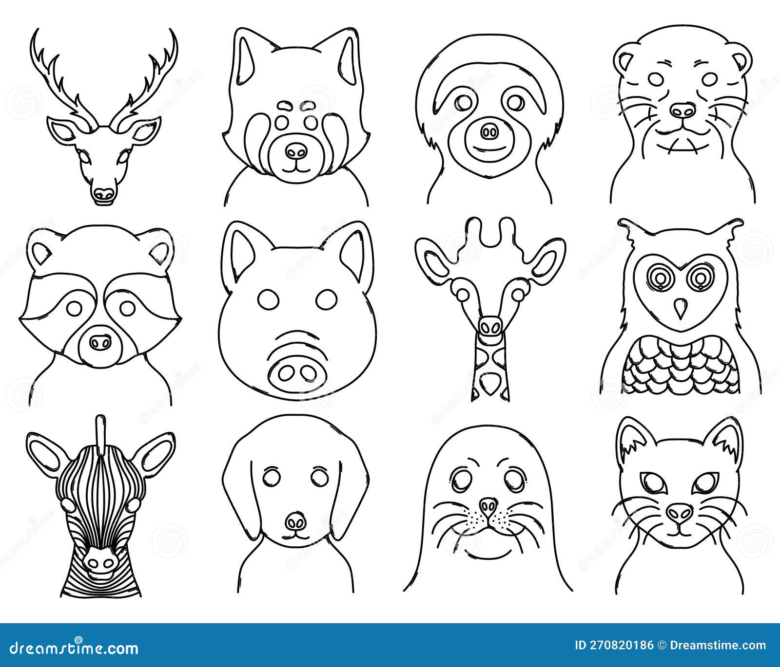 Animal Doodle Vector Icon Set. Drawing Sketch Illustration Hand Drawn ...