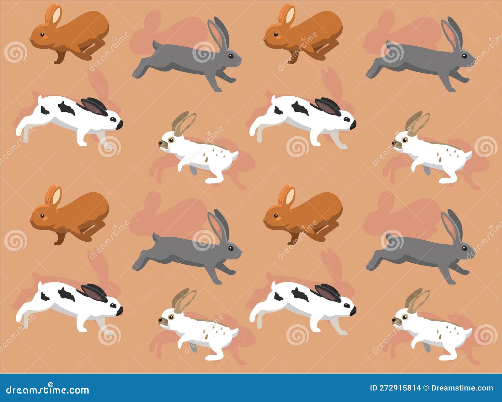 Animal Easter Rabbit Side View Running Set 1 Character Seamless ...