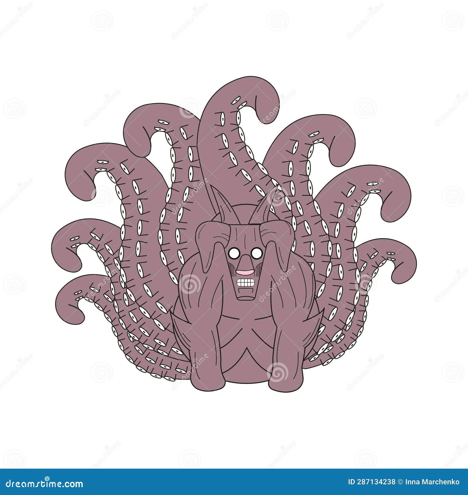 Animal with Eight Tail. Vector Illustration Stock Illustration ...