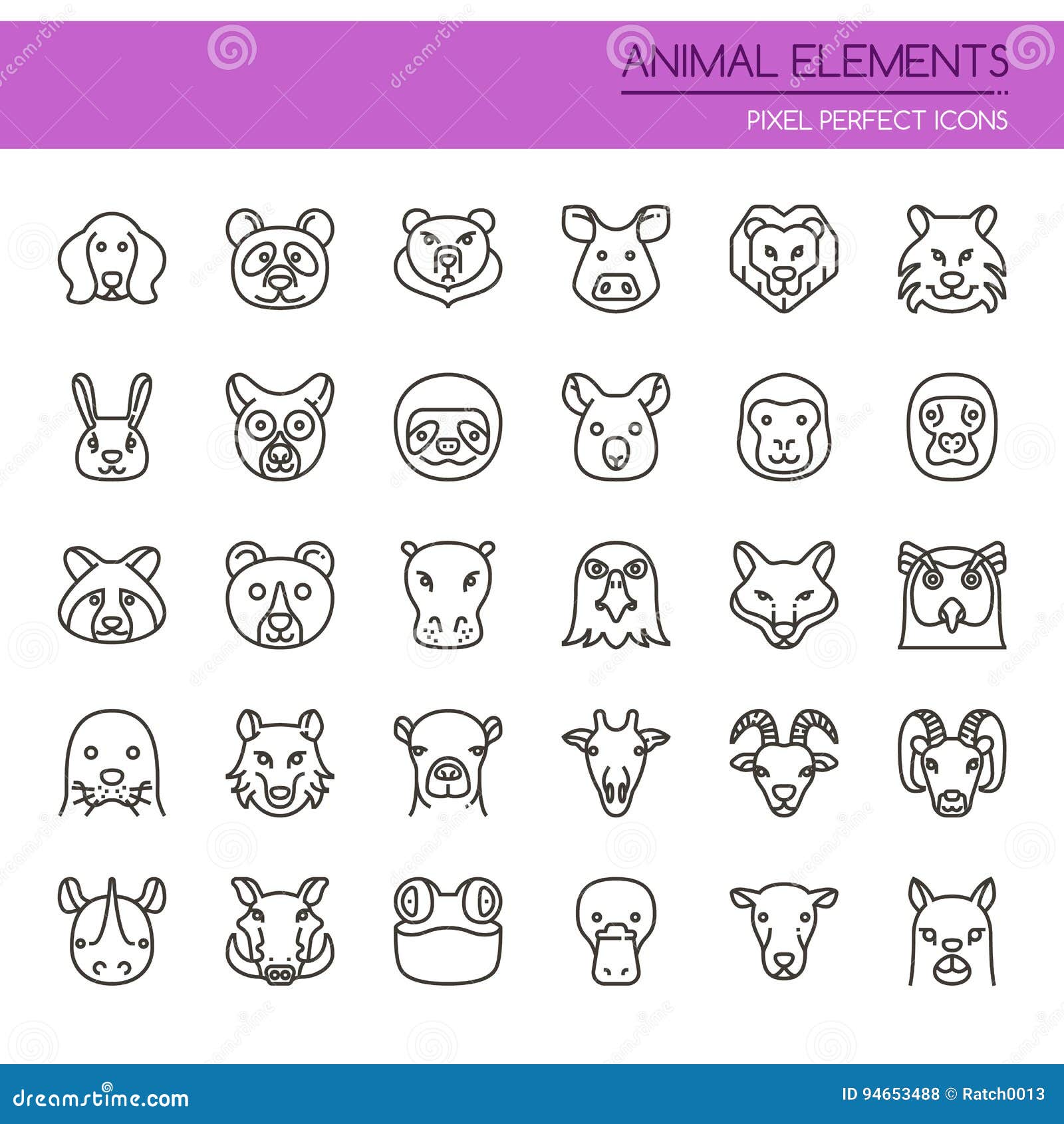 Animal Elements stock illustration. Illustration of donkey - 94653488