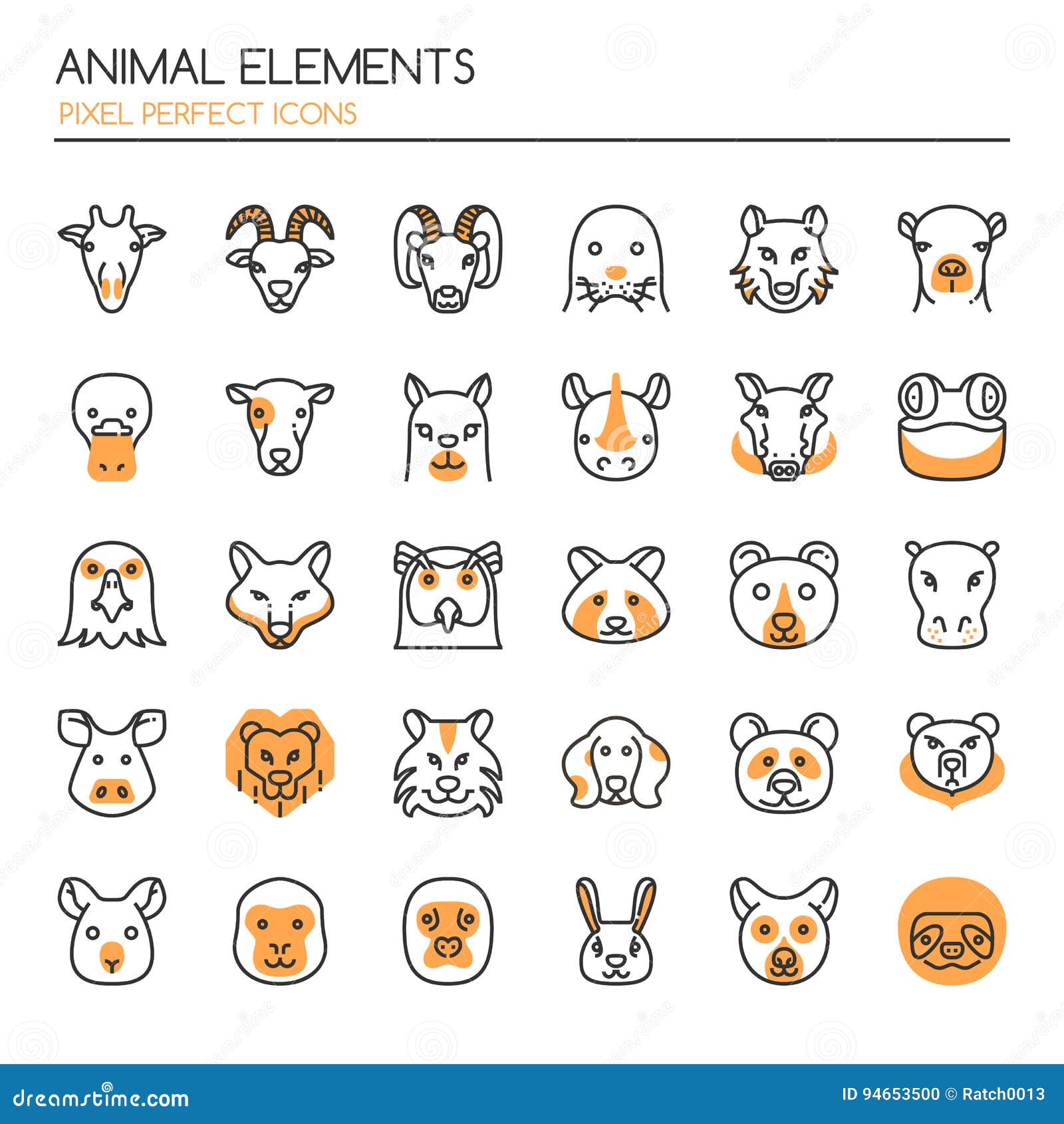 Animal Elements stock vector. Illustration of jungle - 94653500