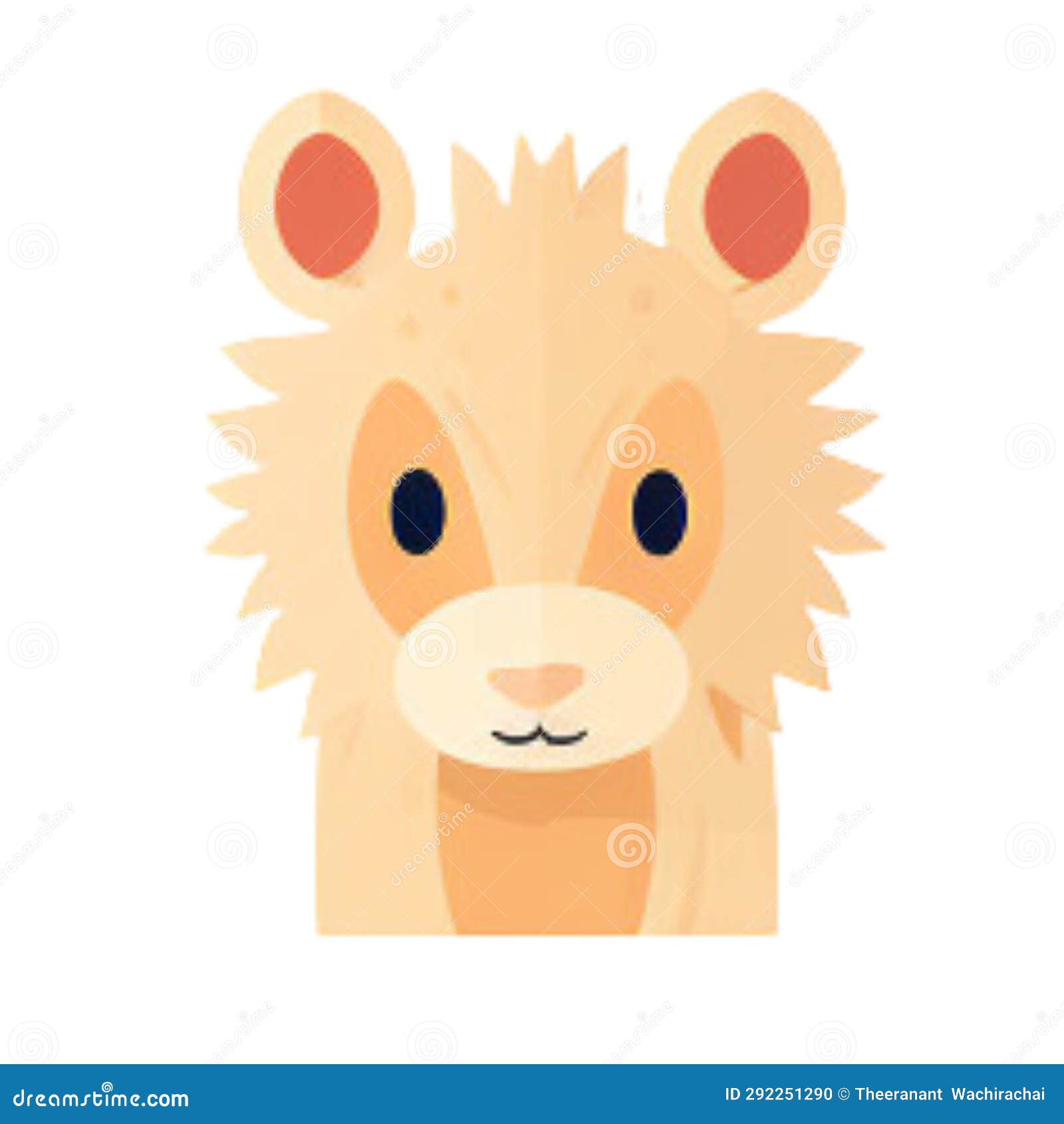 Cartoon Animal Face Flat Illustration. Stock Illustration ...