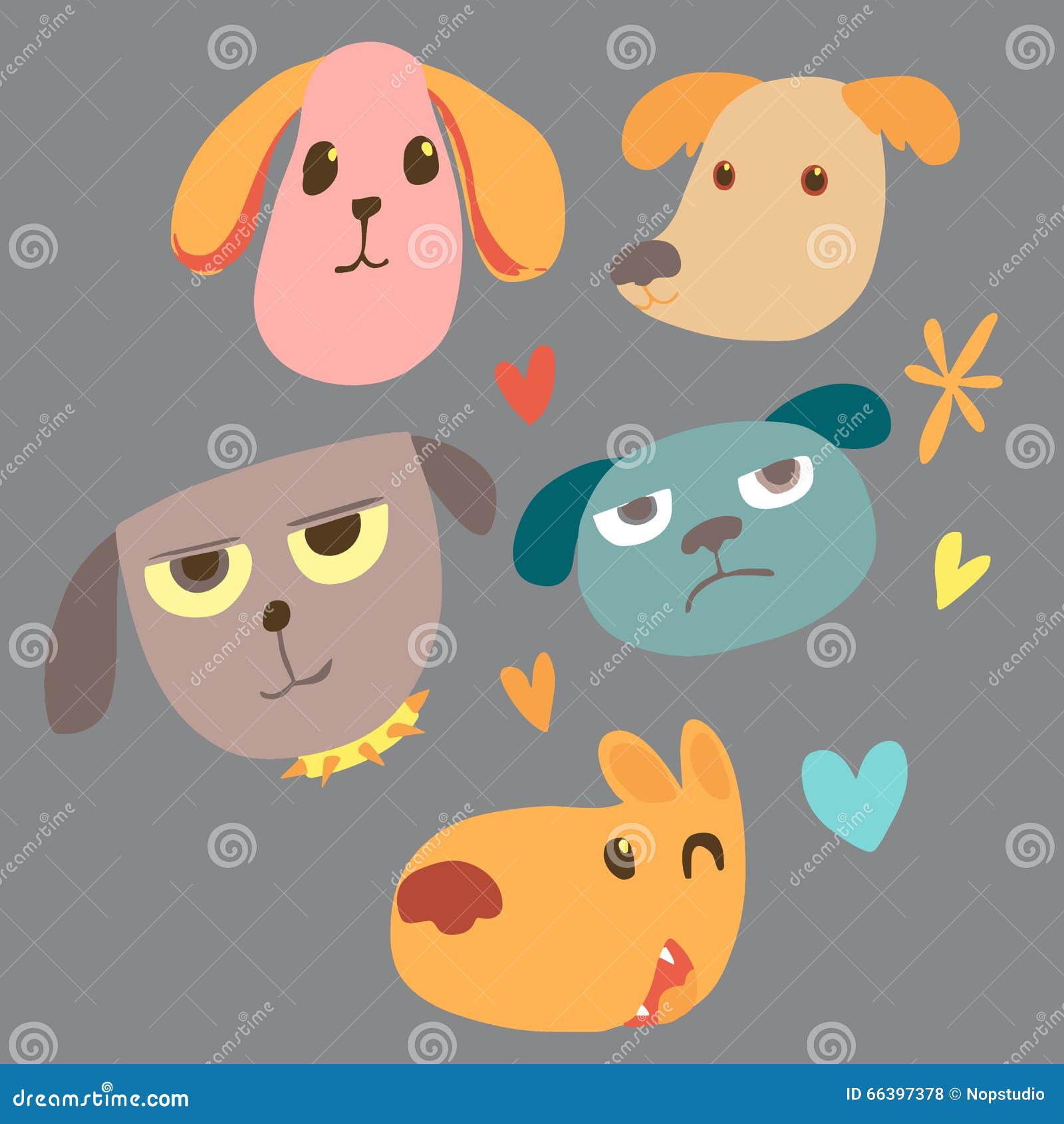 Animal Face Cartoon Emotion Stock Vector - Illustration of friend ...
