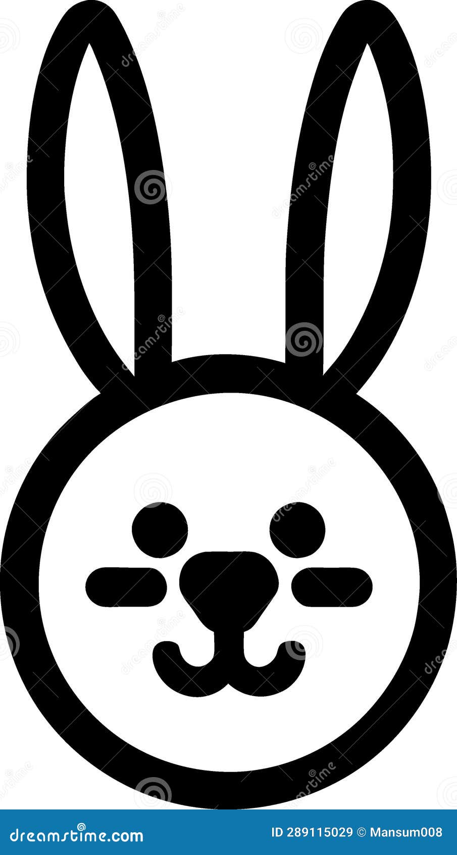 Animal Face Rabbit Icon in Outline Style Stock Illustration ...