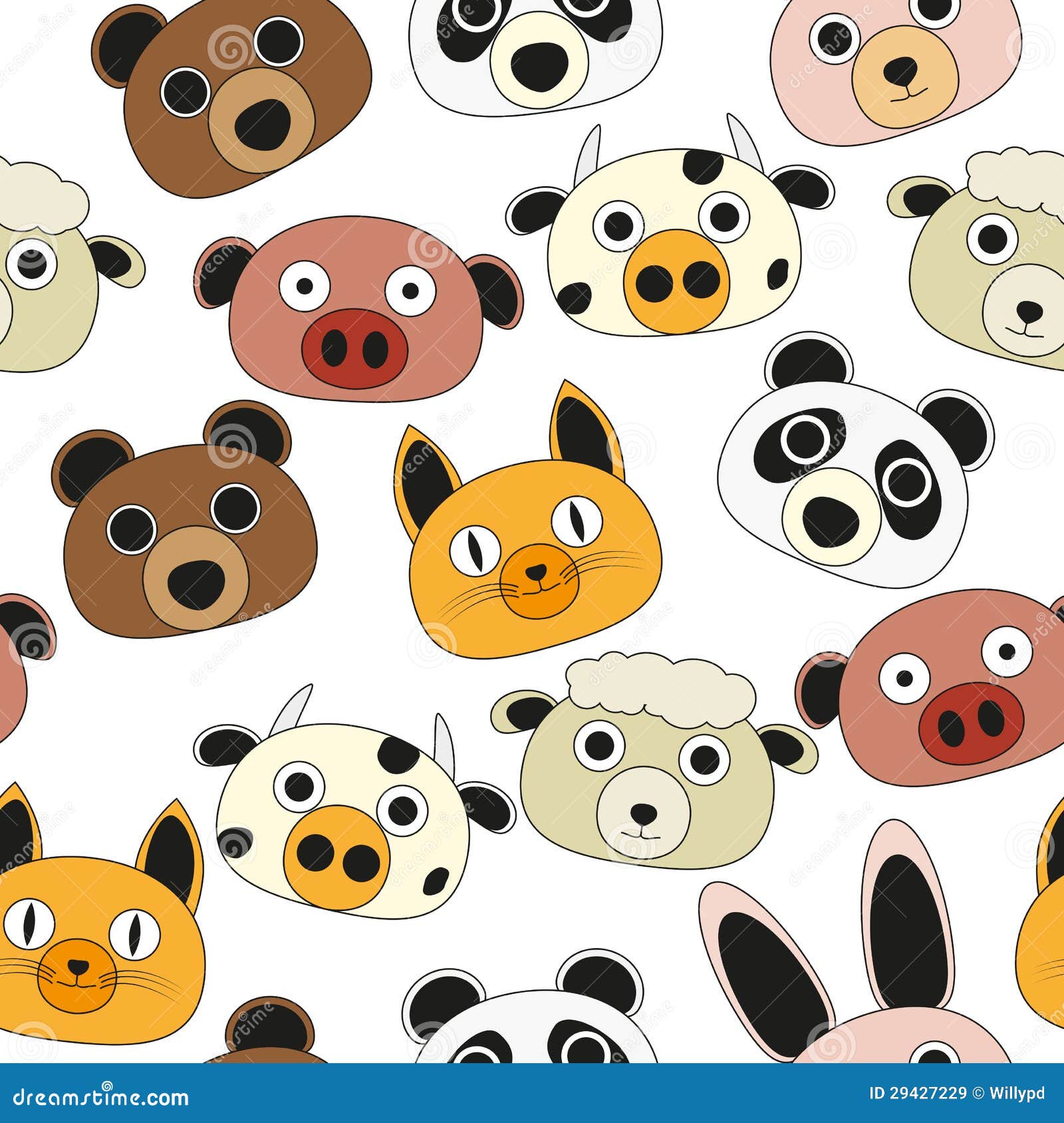 Animal Face Seamless Pattern Royalty Free Stock Images - Image: 29427229