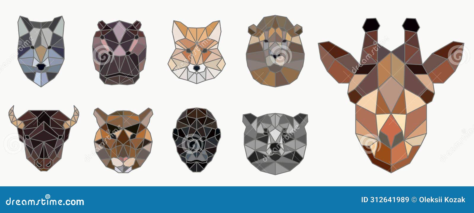 Animal Faces. Animals are Drawn with a Polygon Stock Vector ...