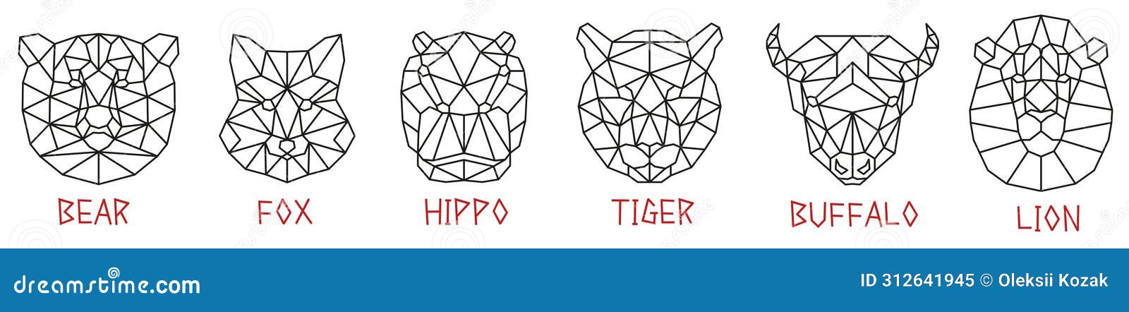 Animal Faces. Animals are Drawn with a Polygon Stock Vector ...