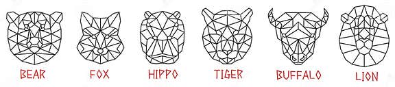 Animal Faces. Animals are Drawn with a Polygon Stock Vector ...