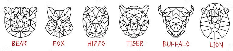 Animal Faces. Animals are Drawn with a Polygon Stock Vector ...