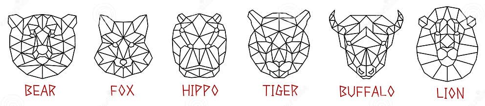 Animal Faces. Animals are Drawn with a Polygon Stock Vector ...