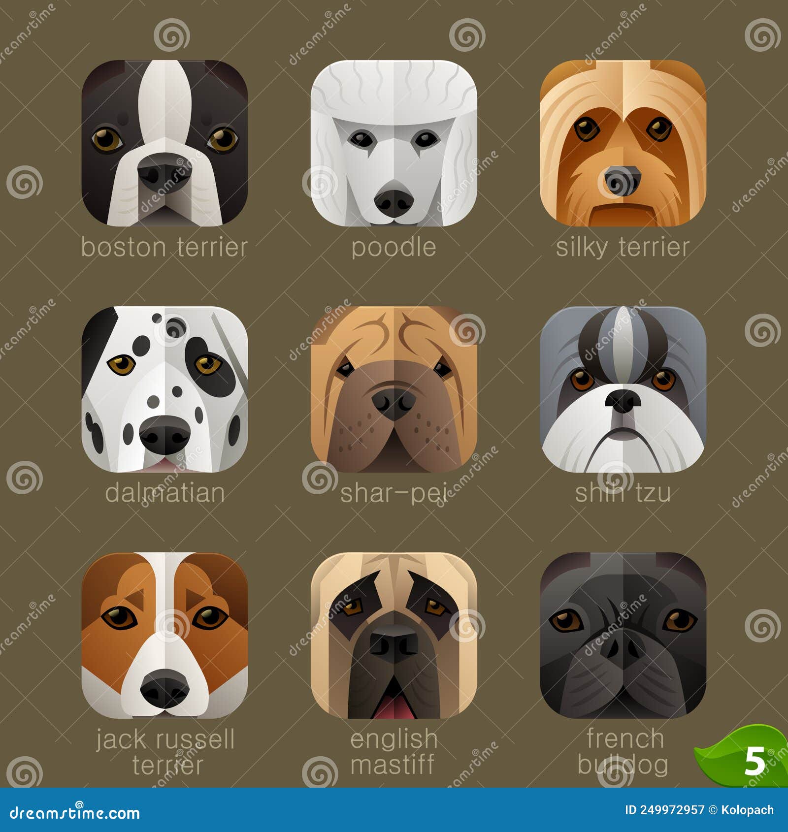Animal Faces for App Icons-dogs Set 4 Stock Vector - Illustration of ...