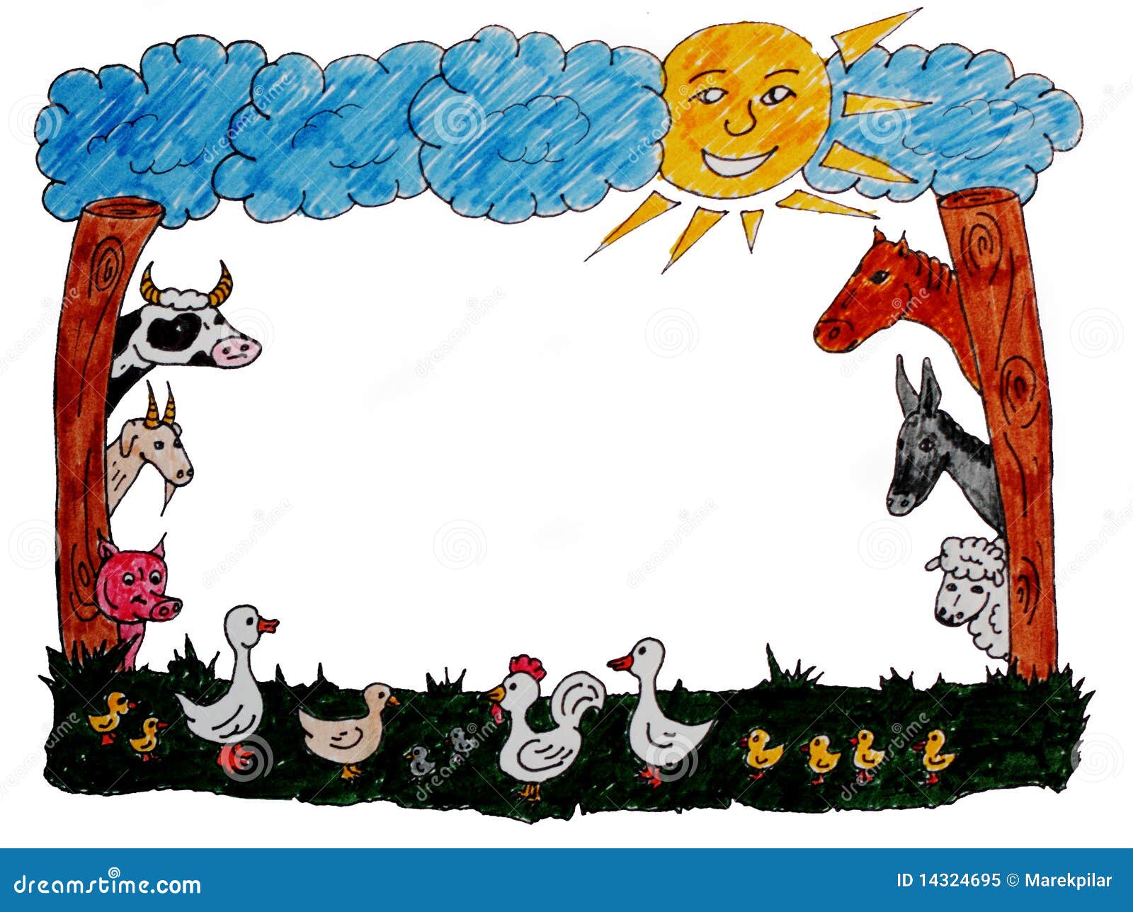 Animal farm frame stock illustration. Illustration of graphics - 14324695