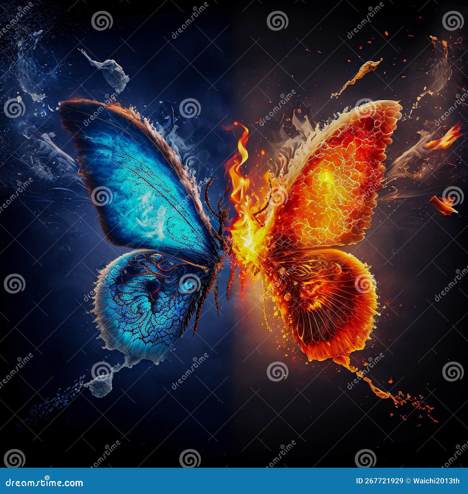 Animal Fighting. Abstract Fire and Ice Element Against. Heat and Cold ...