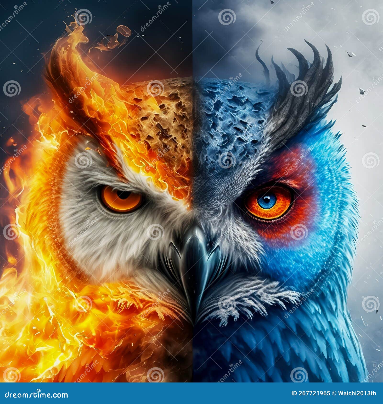 Animal Fighting. Abstract Fire and Ice Element Against. Heat and Cold ...