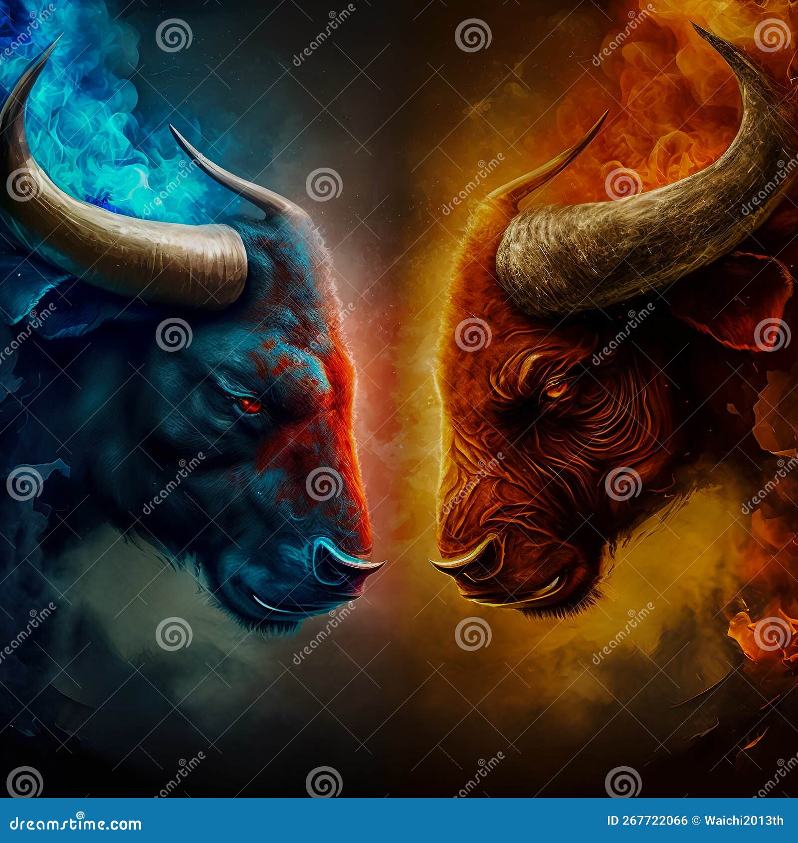 Animal Fighting. Abstract Fire and Ice Element Against. Heat and Cold ...
