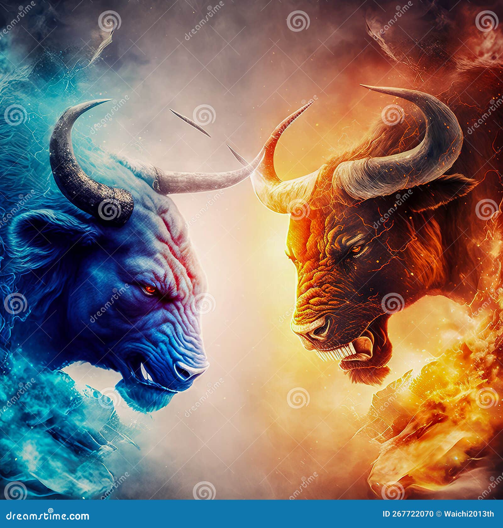 Animal Fighting. Abstract Fire and Ice Element Against. Heat and Cold ...