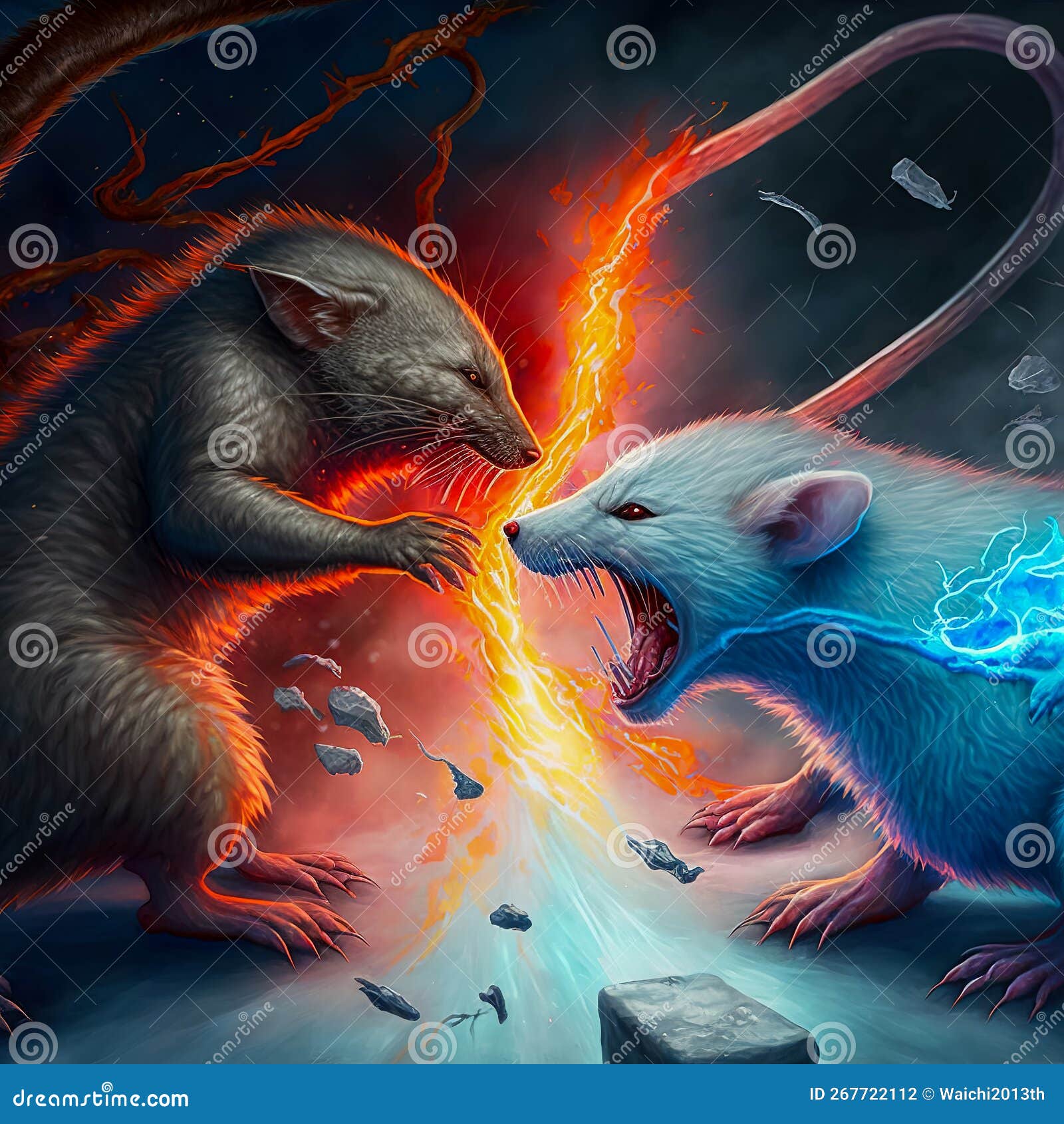 Fighting Cock Abstract Art, Colorful Background Royalty-Free Cartoon ...