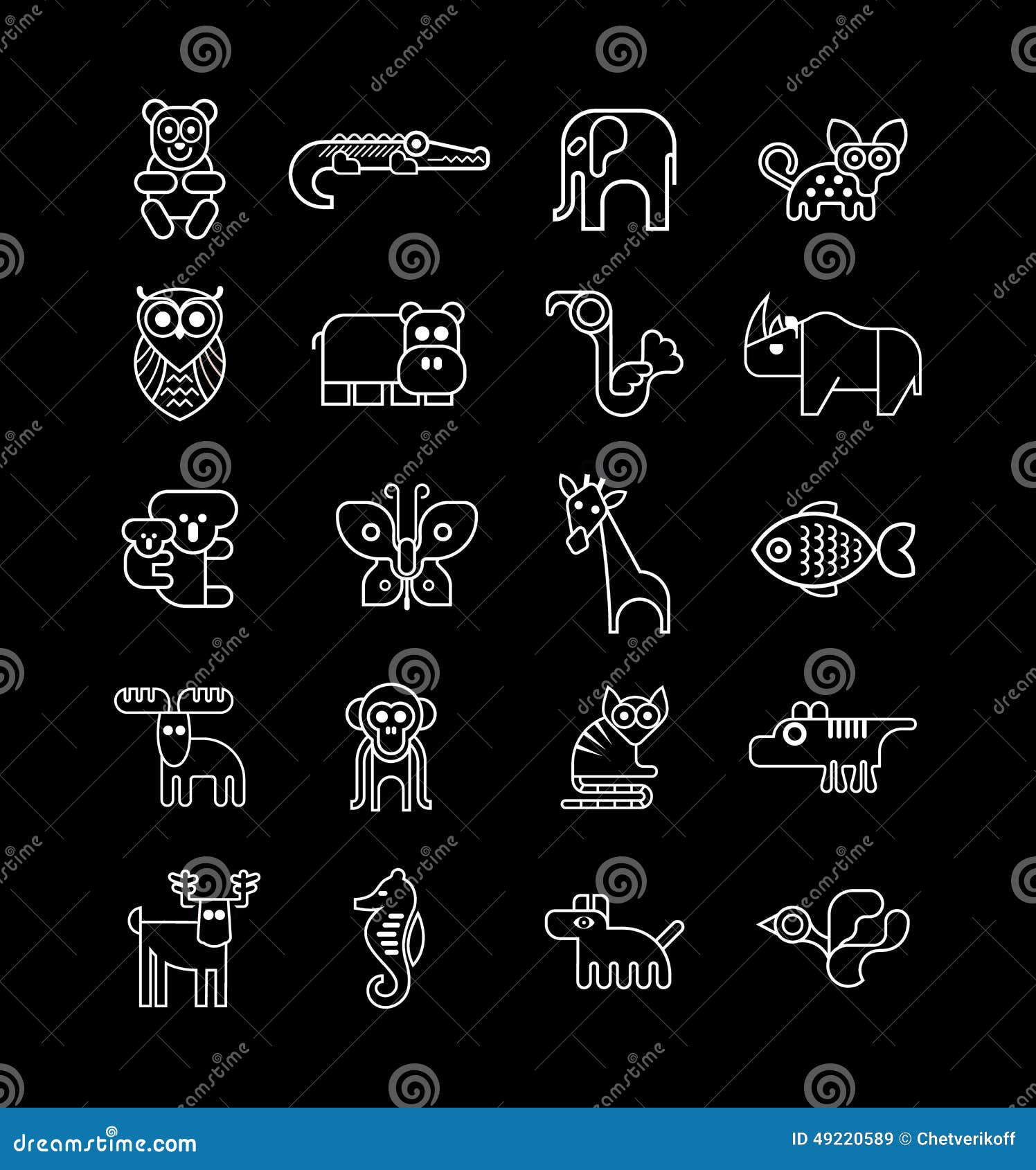 Animal, Fish and Bird Vector Icon Set Stock Vector - Illustration of ...