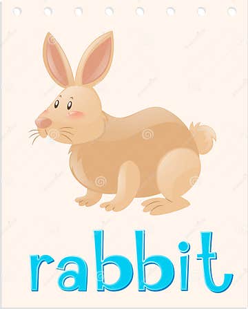 Animal Flashcard with Rabbit Stock Vector - Illustration of bunny ...