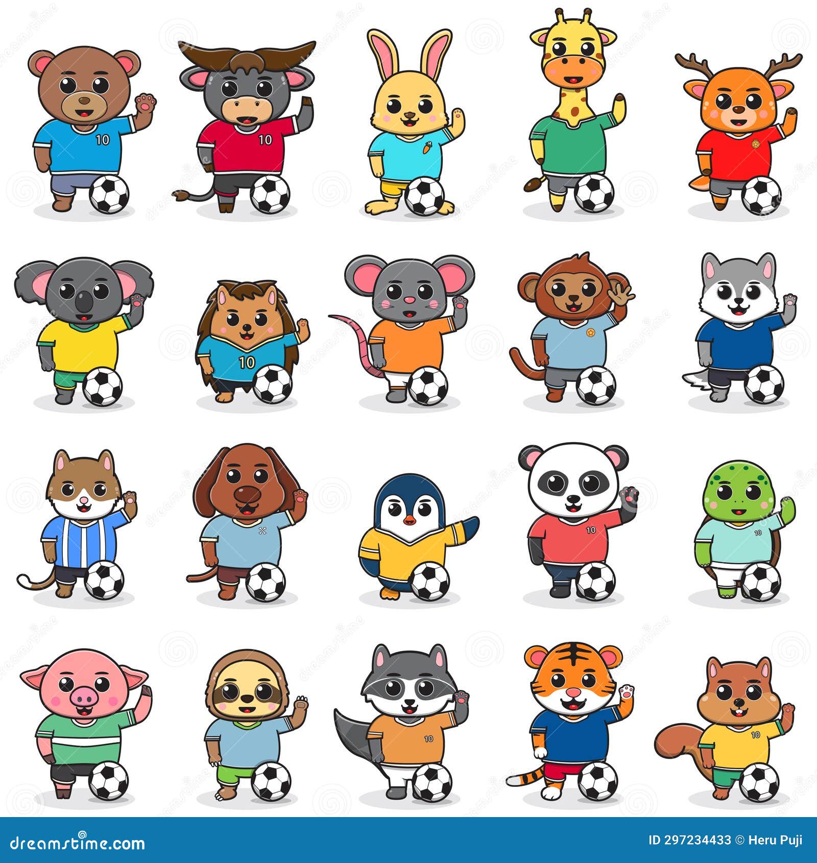 Animal Wearing Football Uniform Cartoon. Stock Vector - Illustration of ...