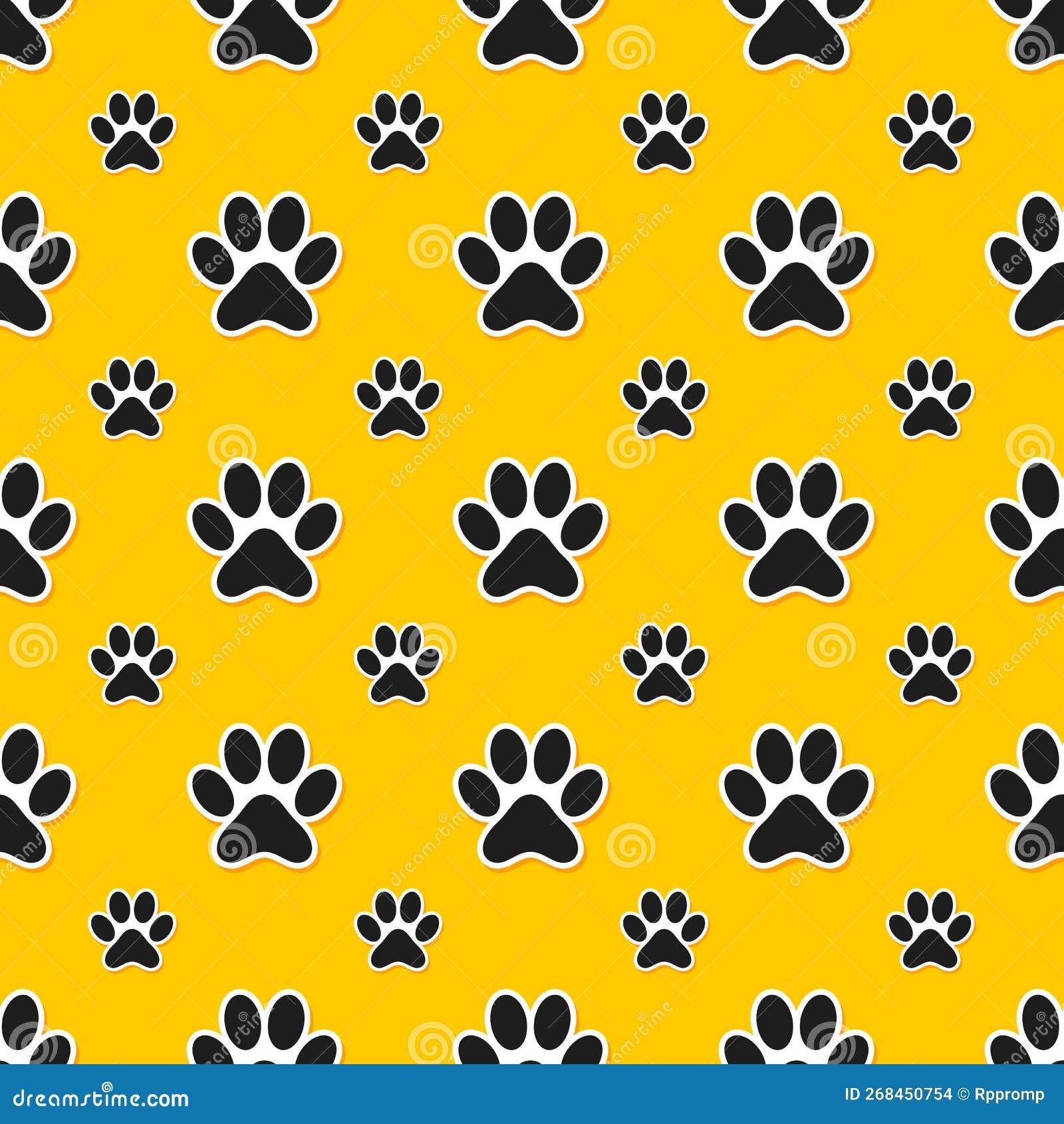 Animal Footprint Seamless Yellow Pattern Stock Vector - Illustration of ...