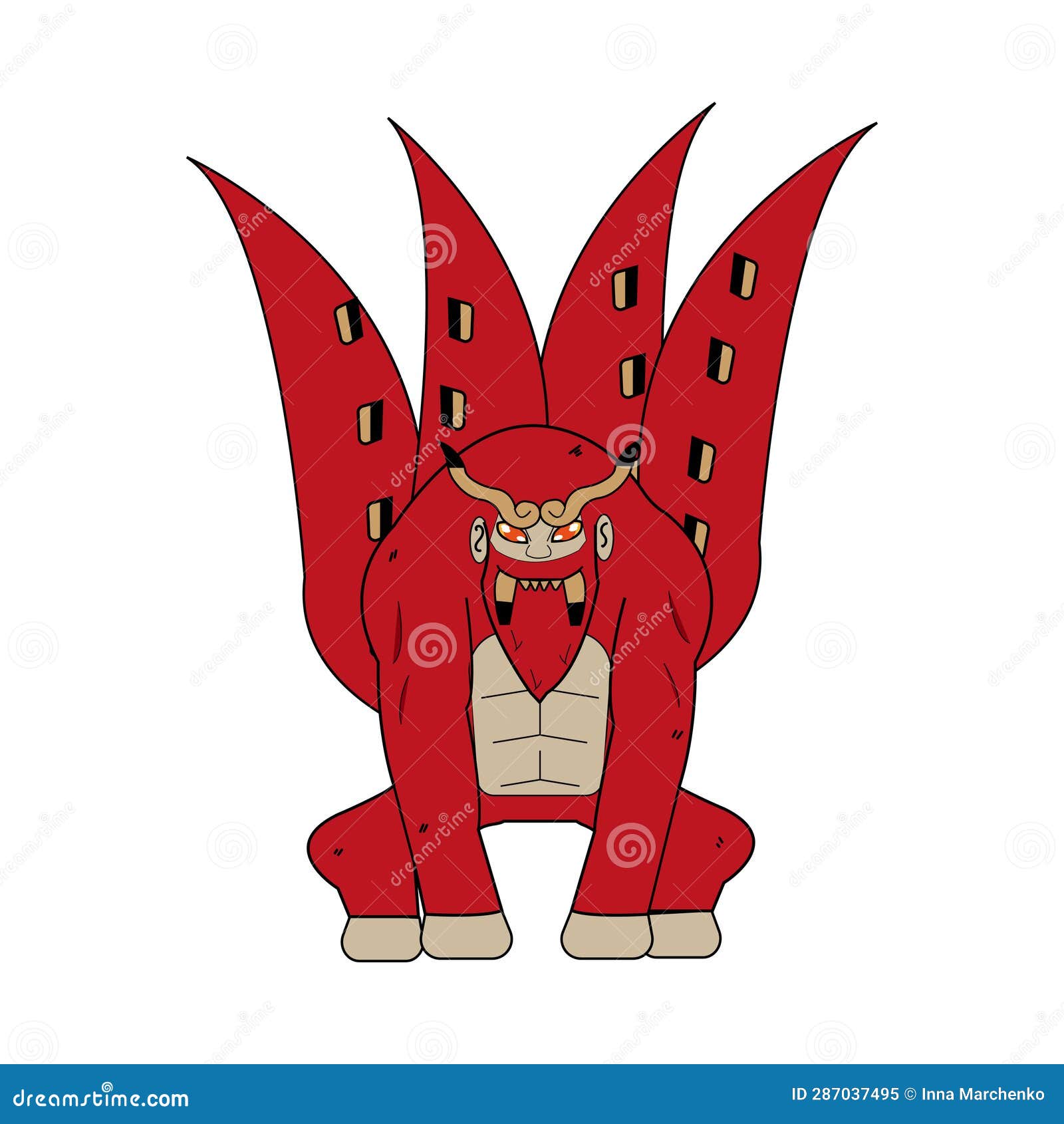 Animal with Four Tail. Vector Illustration Stock Vector - Illustration ...