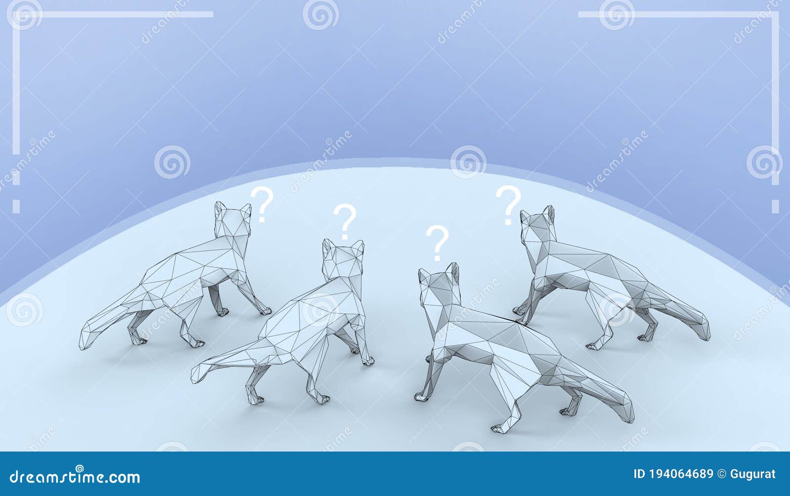 Animal Fox Low Poly Blue Geometric Triangle Creative Ideas Concept on ...