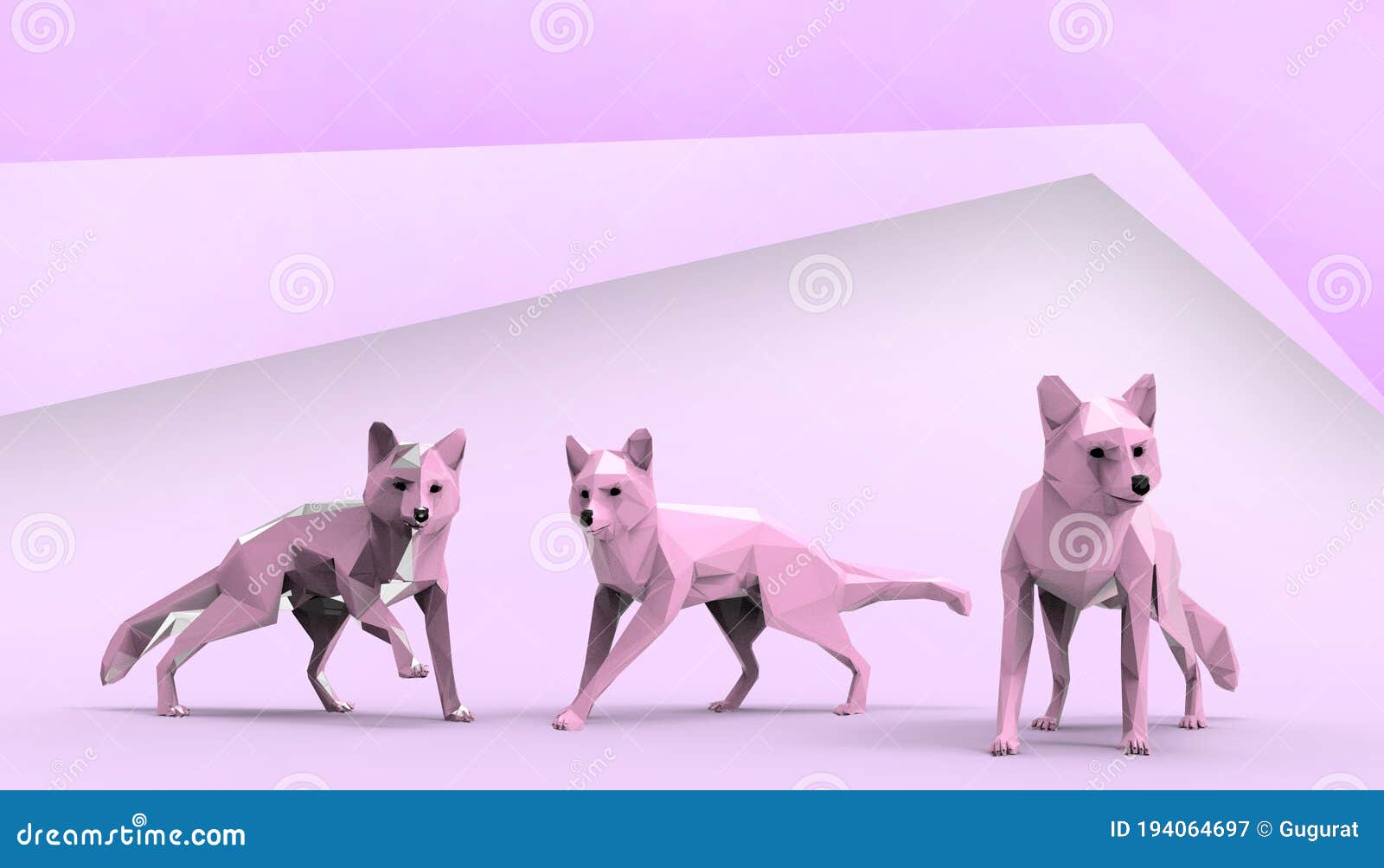 Animal Fox Low Poly Purple Geometric Triangle Creative Ideas Concept on ...
