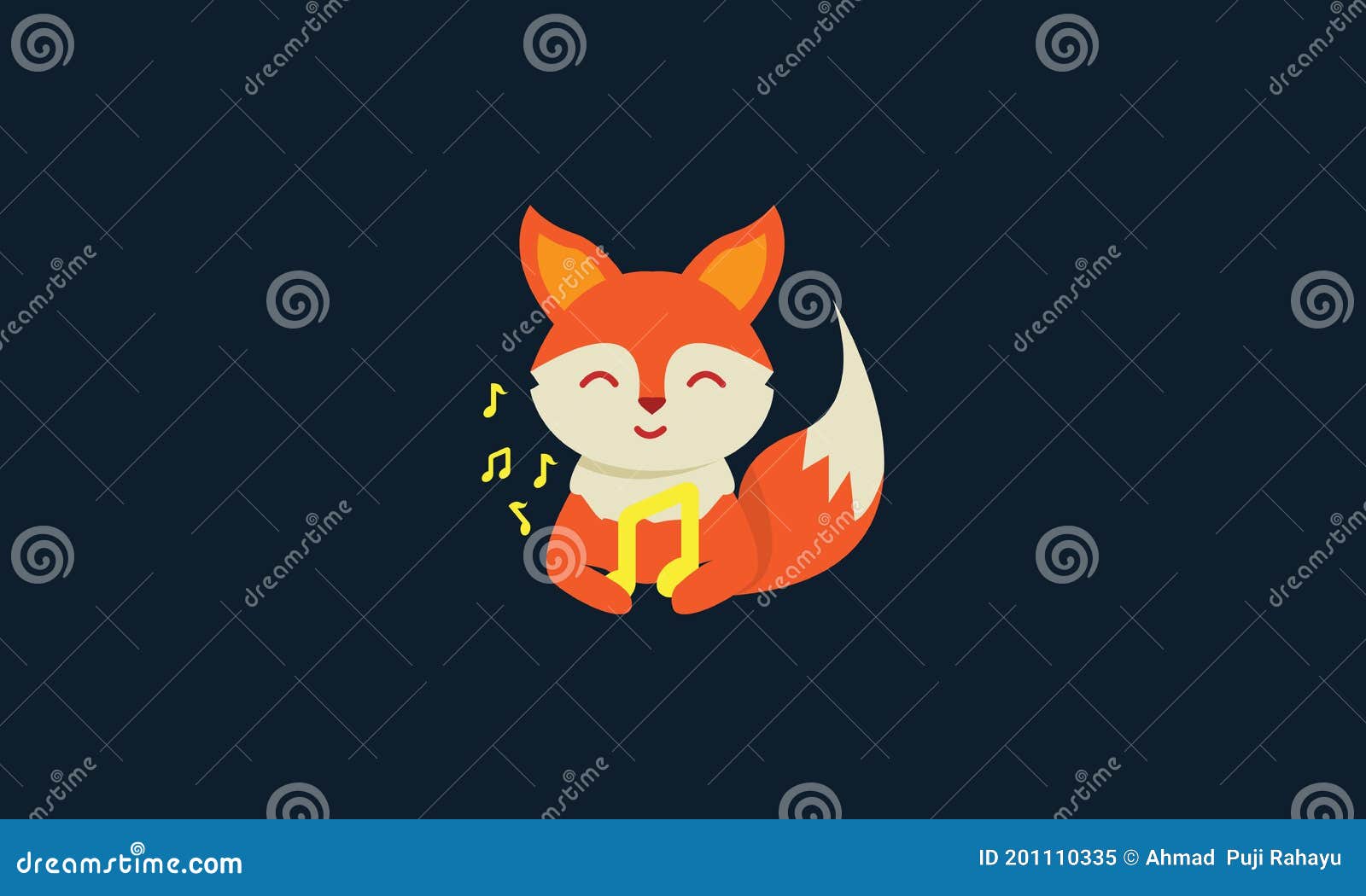 Animal Fox with Note Music Cute Logo Vector Icon Design Stock Vector ...