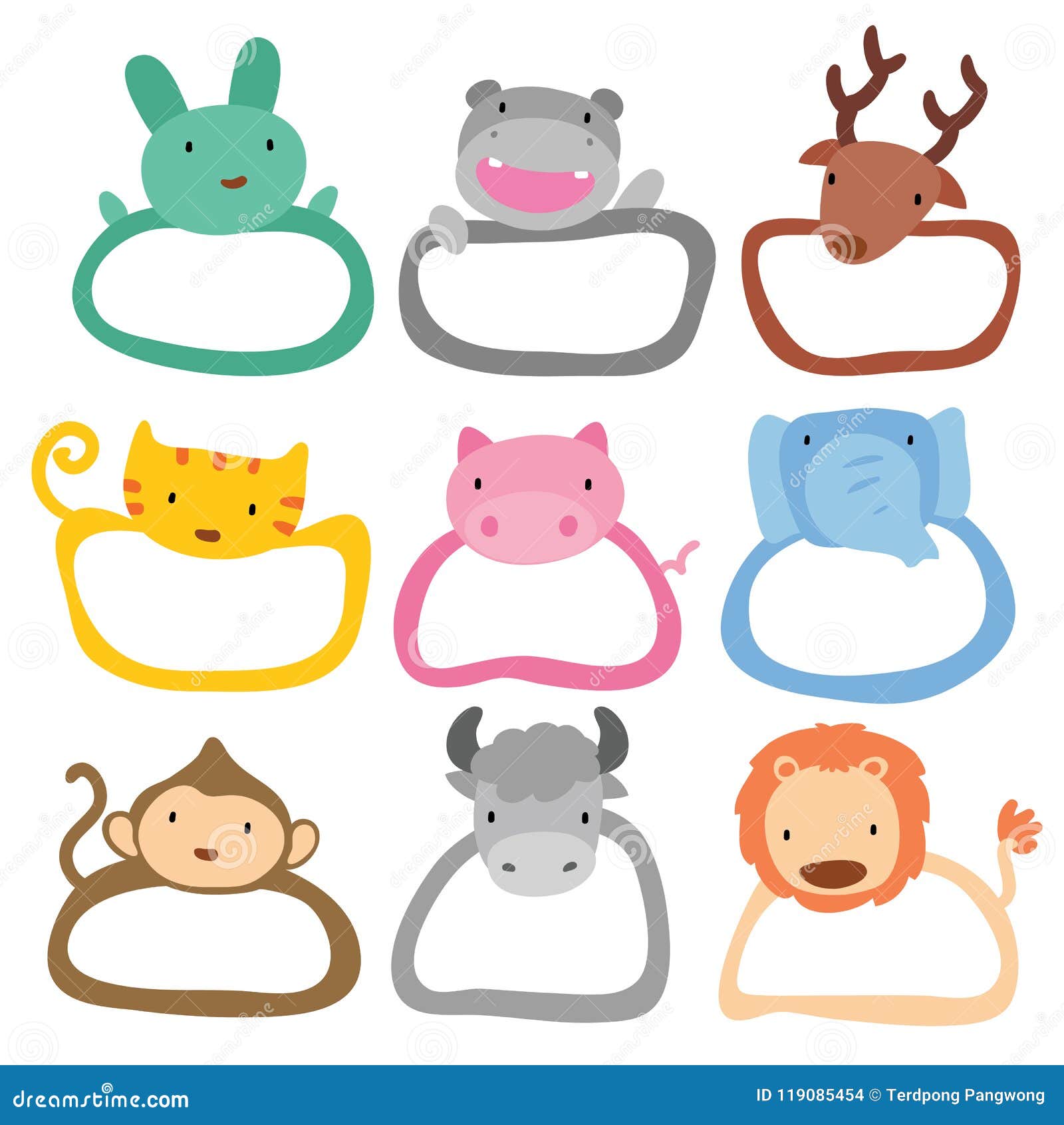 Animal frame design stock vector. Illustration of hippopotamus - 119085454