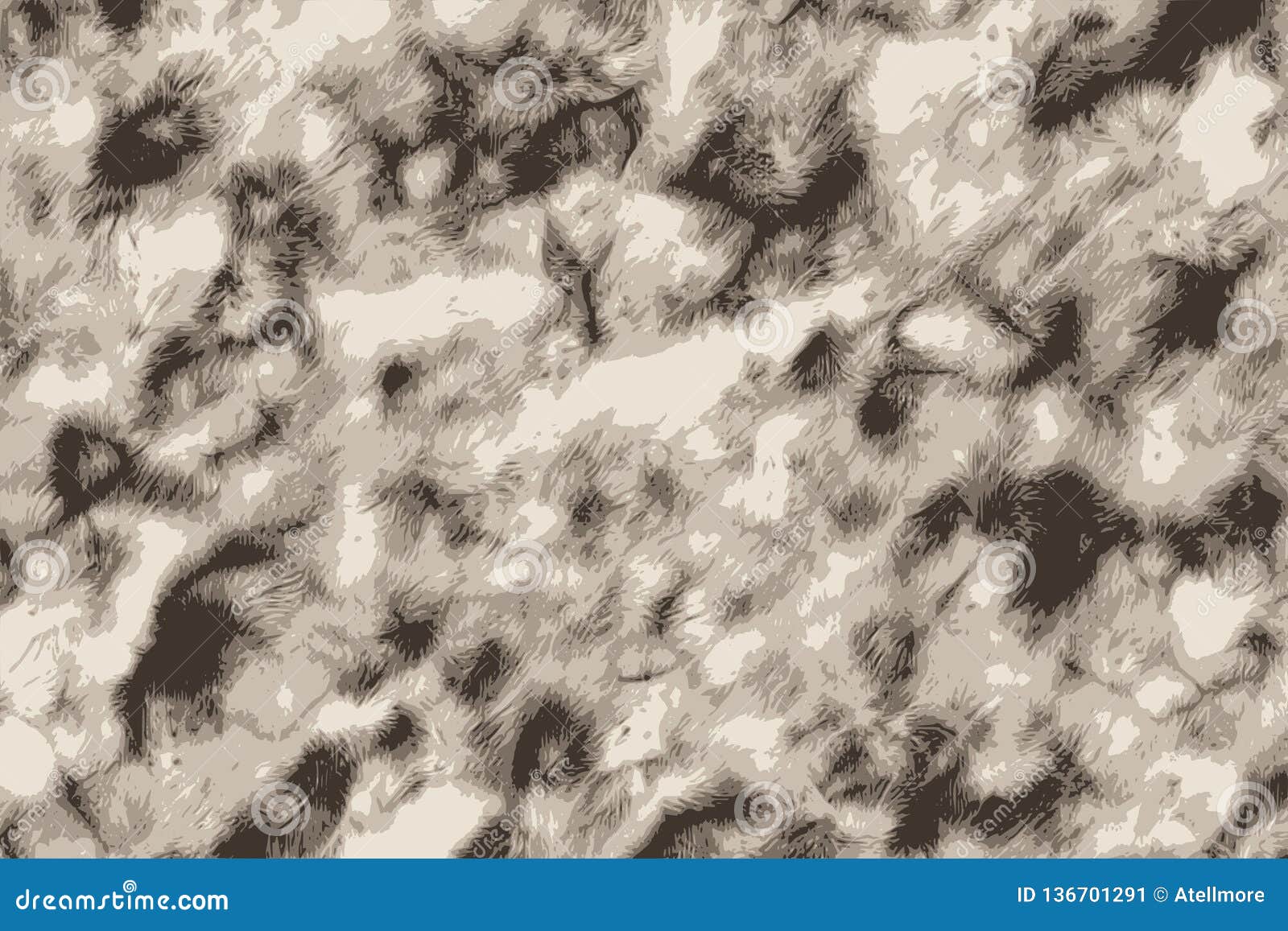 Animal Fur Texture, Black and White Wolf Fur Stock Illustration ...