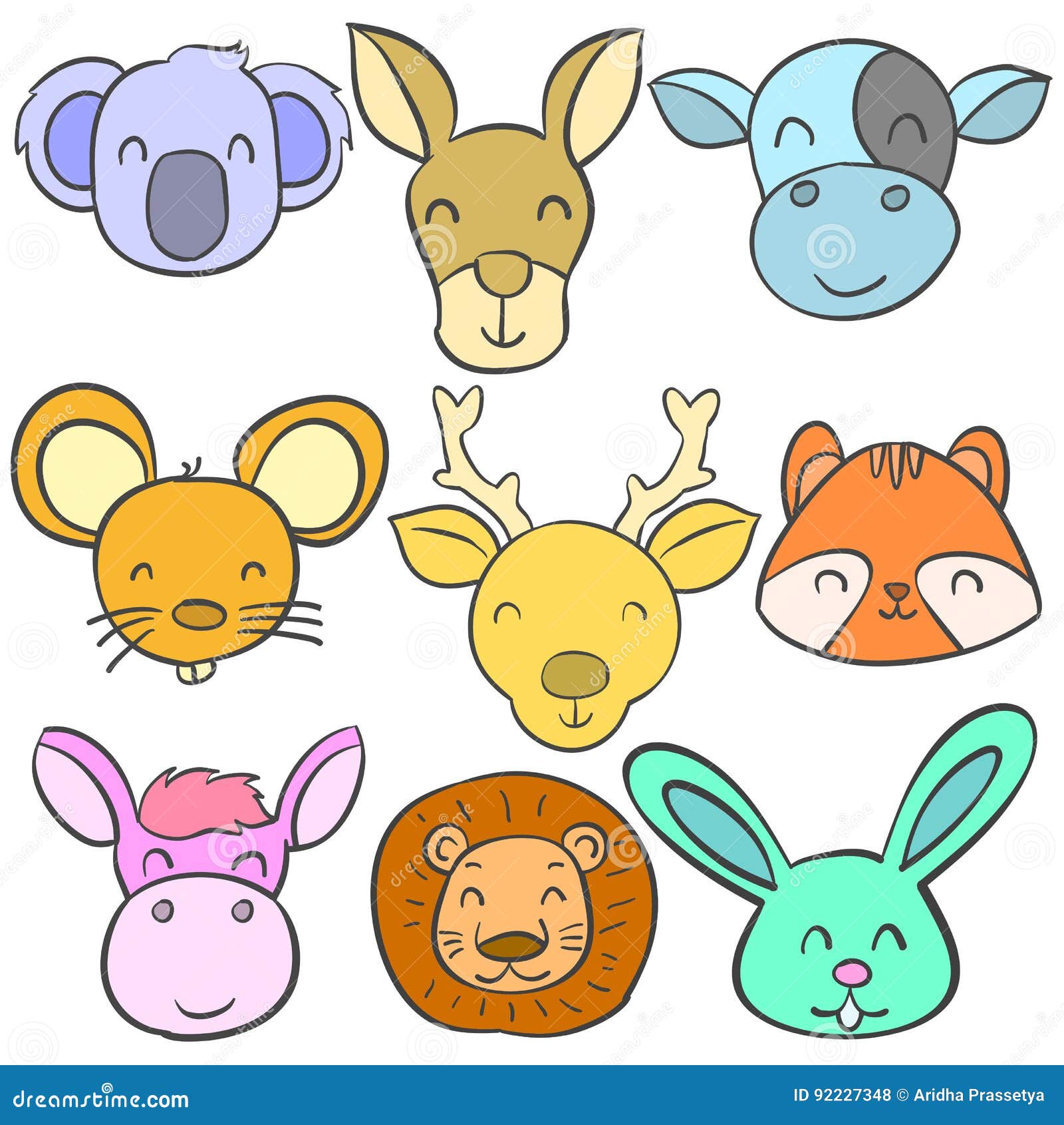 Animal Head Colorful of Doodles Stock Vector - Illustration of wild ...