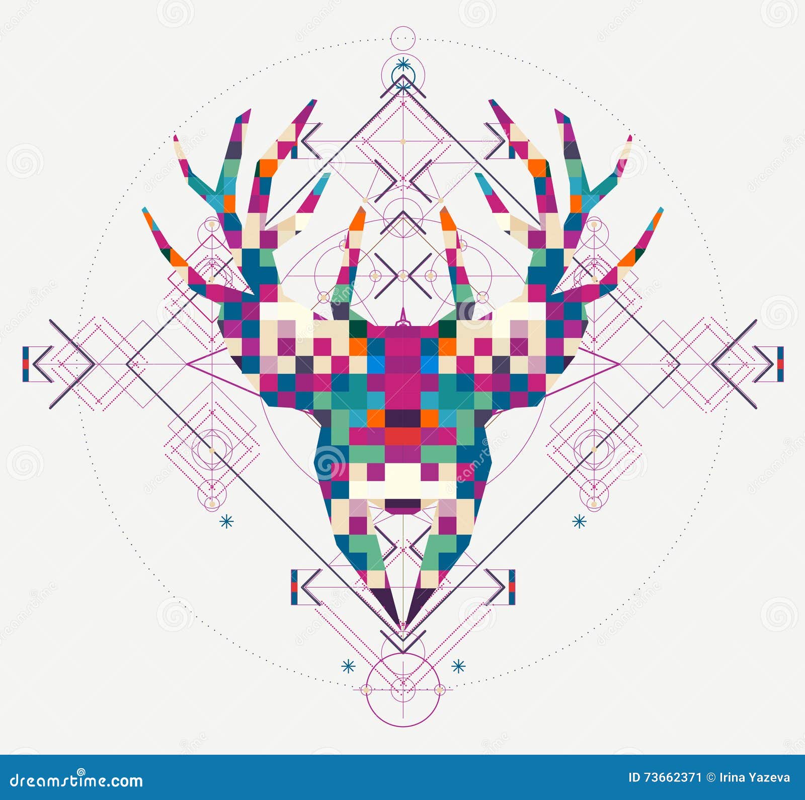 Animal Head Deer Triangular Pixel Icon Stock Vector - Illustration of ...