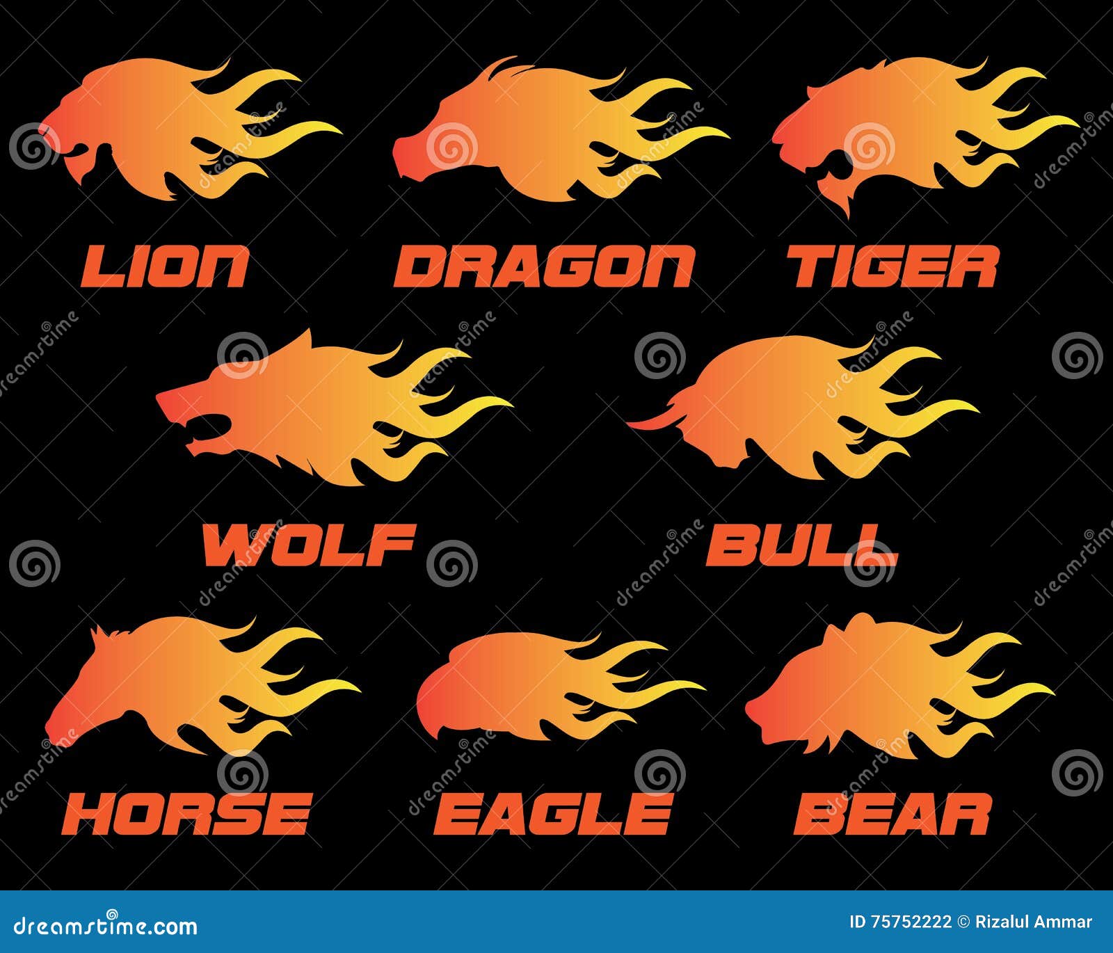 Animal head fire stock vector. Illustration of lion, icon - 75752222