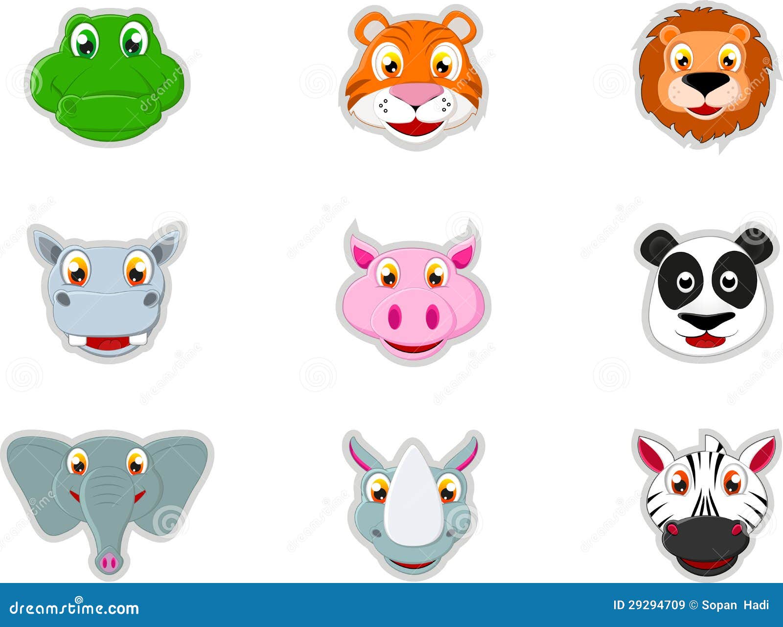 Animal Head Set stock vector. Illustration of lion, hippo - 29294709