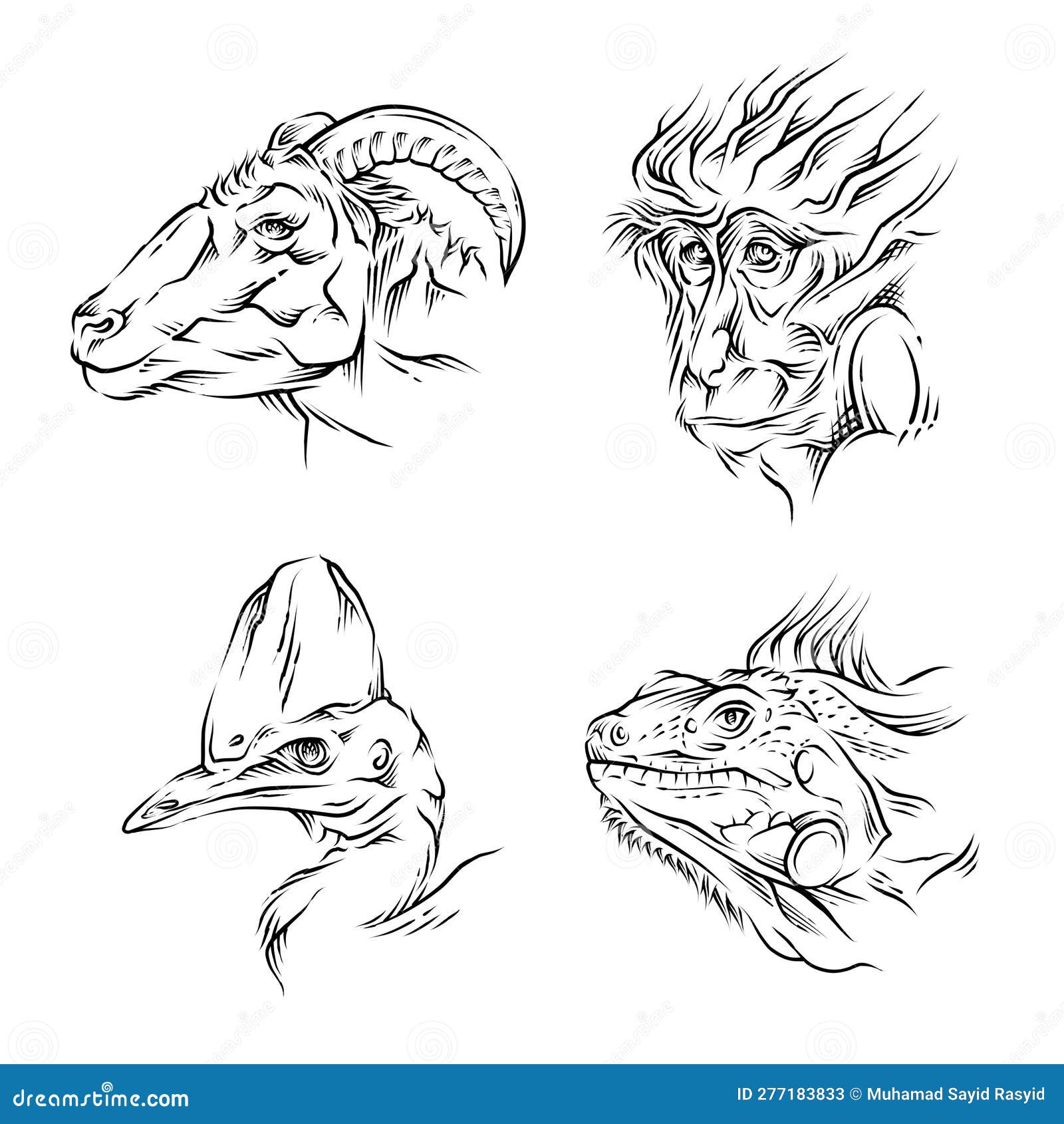 Random animal head set stock vector. Illustration of wildlife - 277183833