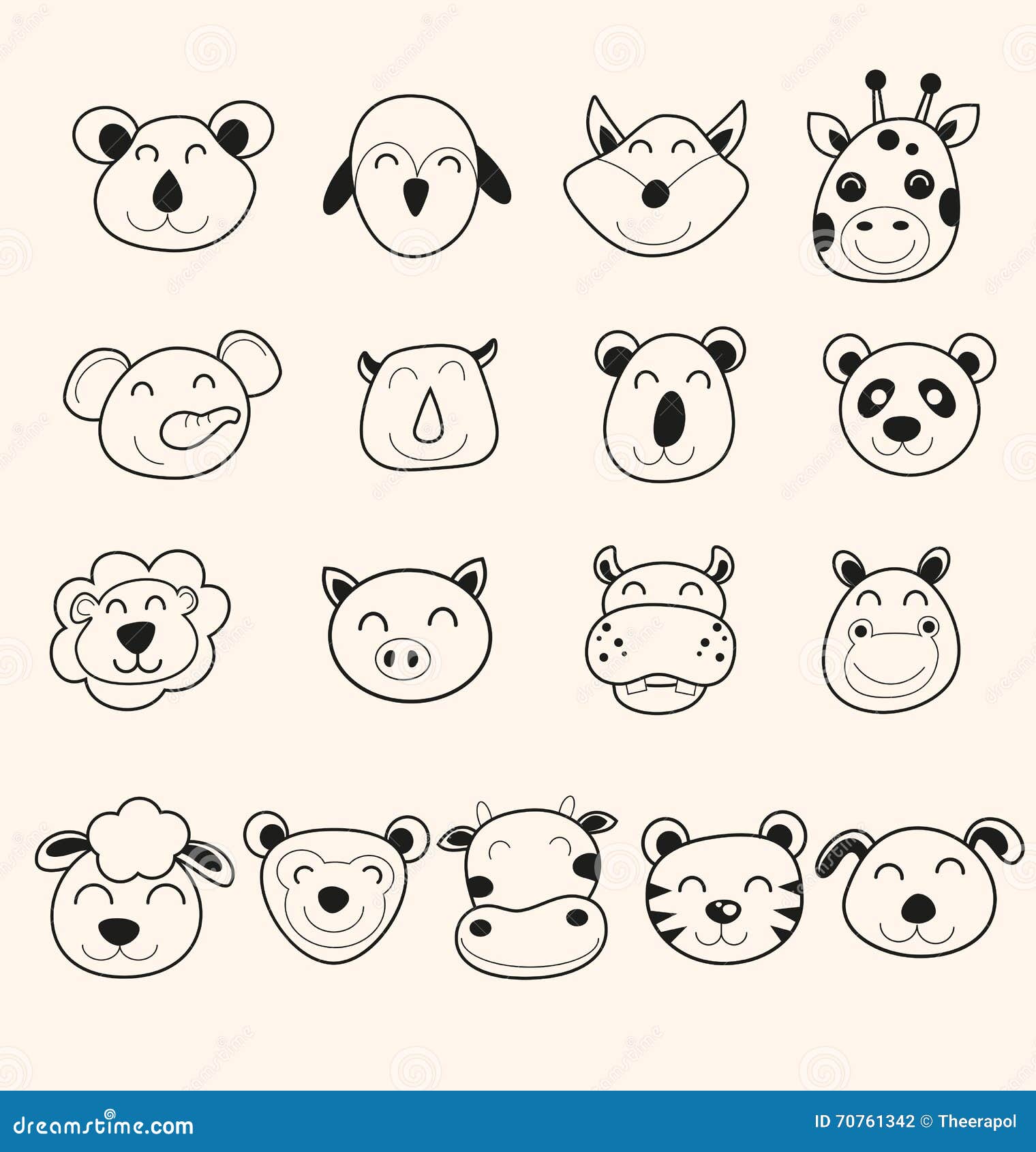 Animal head stock illustration. Illustration of smile - 70761342