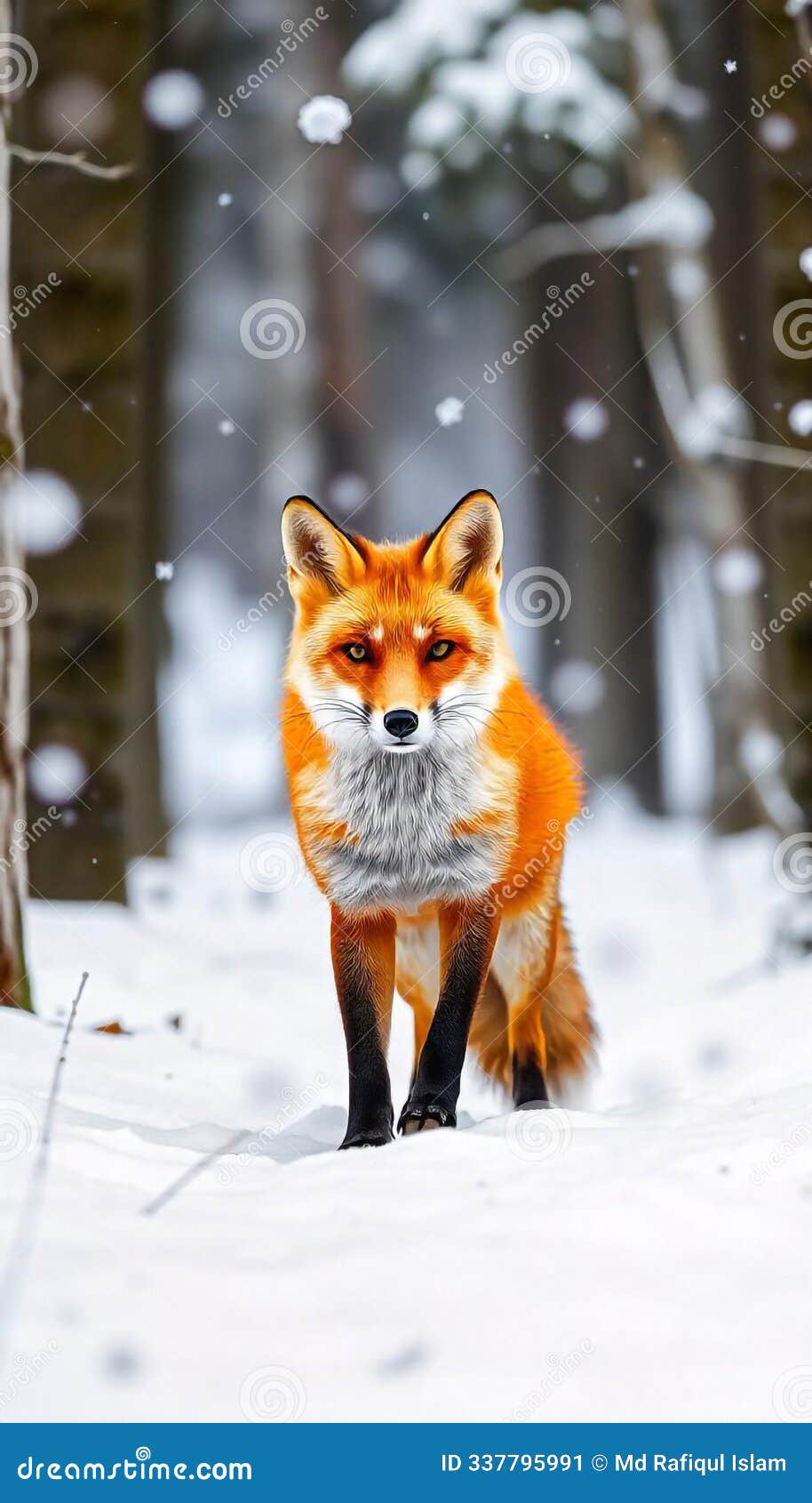 Animal in Ice Forest. Generative AI Stock Image - Image of whiskers ...