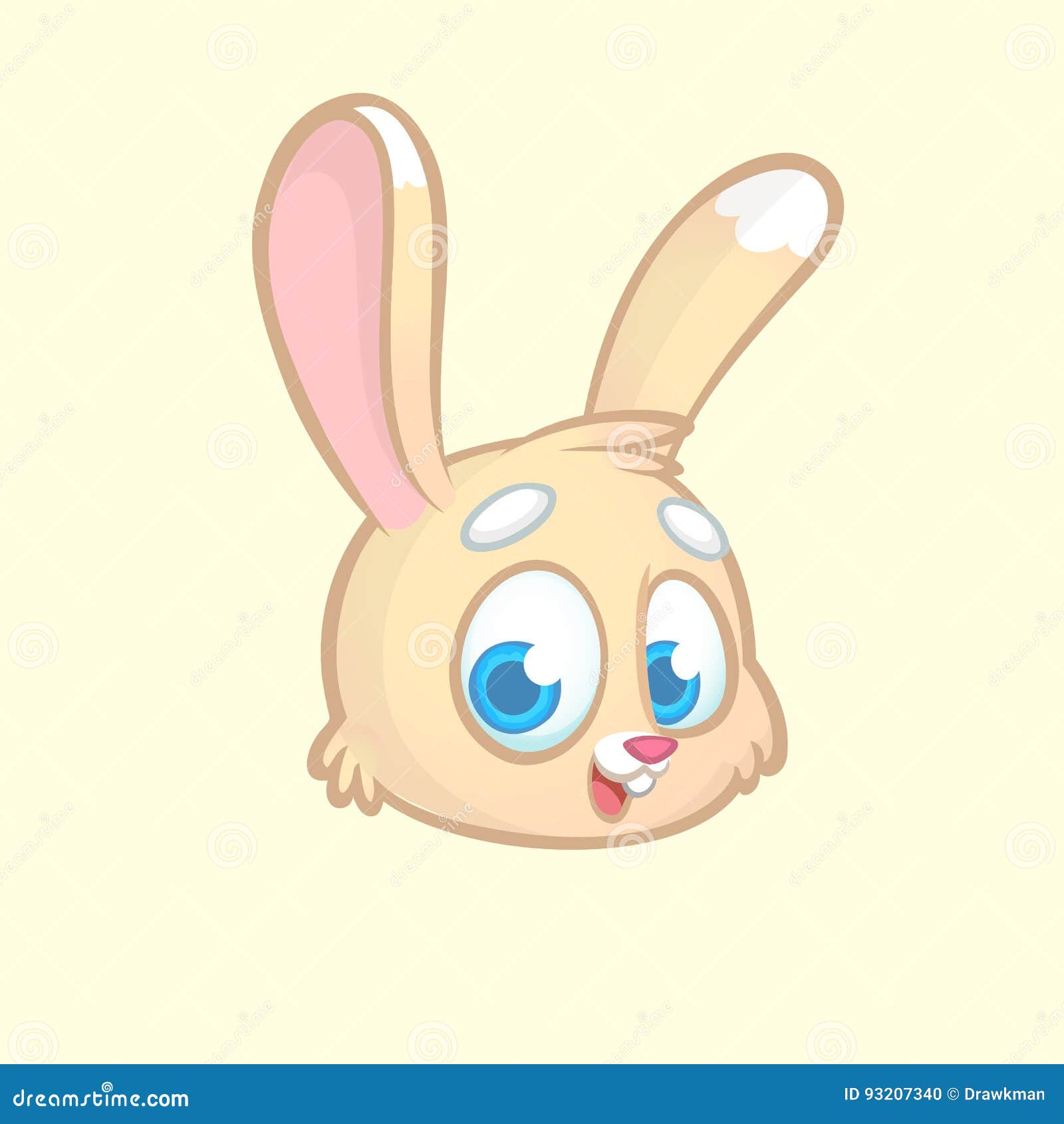 Animal Icon Element, Cartoon Rabbit Head Isolated White Background ...