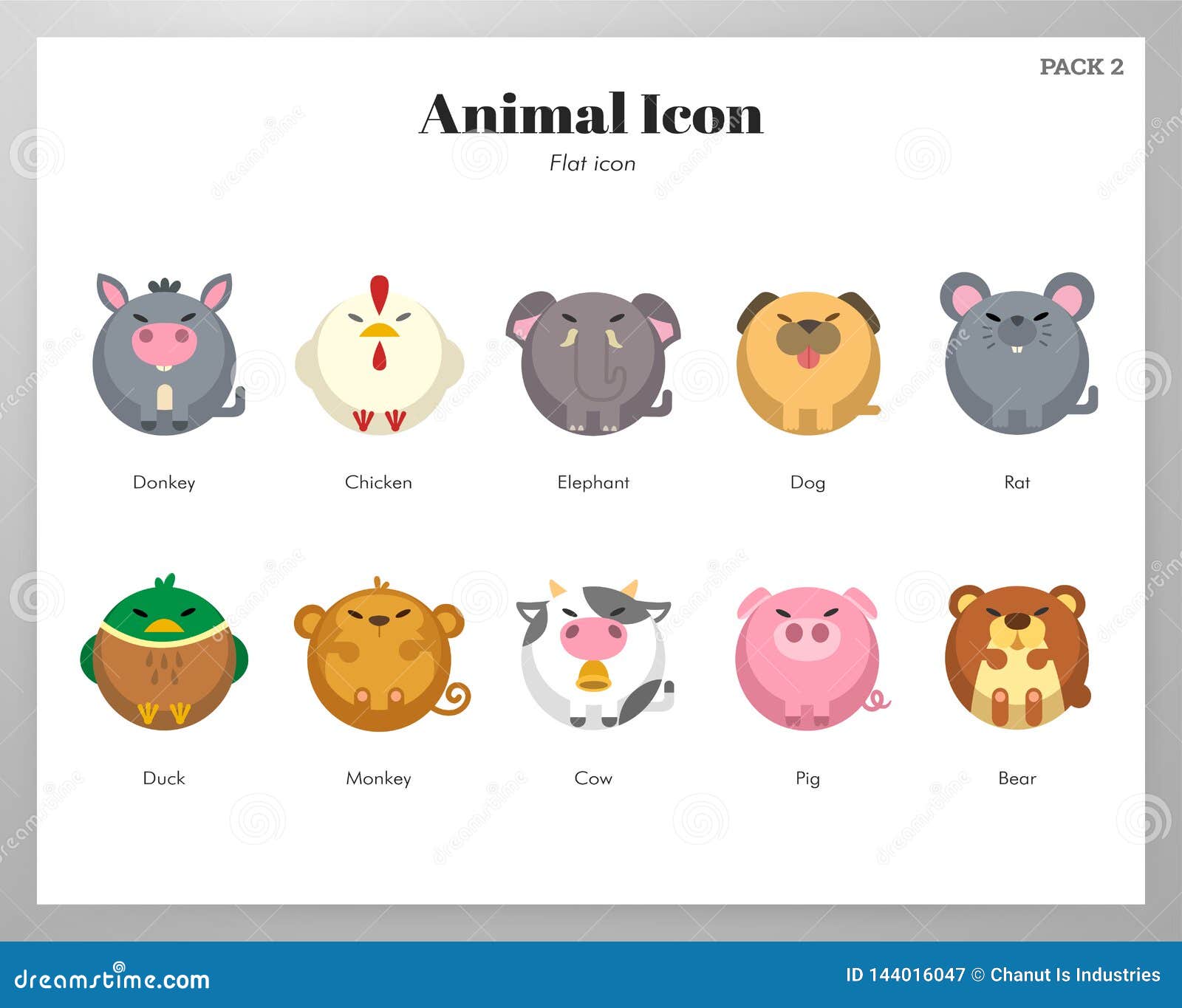 Animal icon flat pack stock vector. Illustration of brown - 144016047