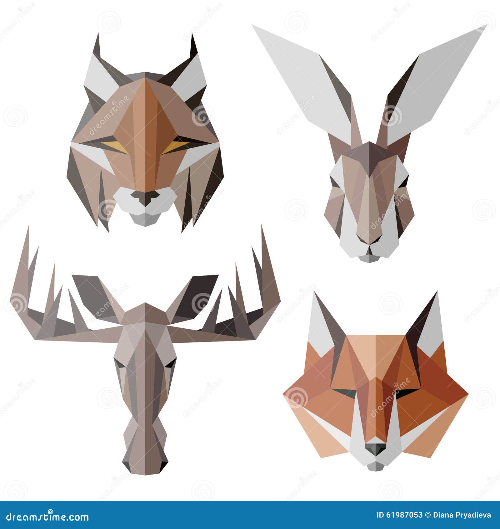 Animal Icons, Vector Icon Set. Abstract Triangular Style Stock Vector ...