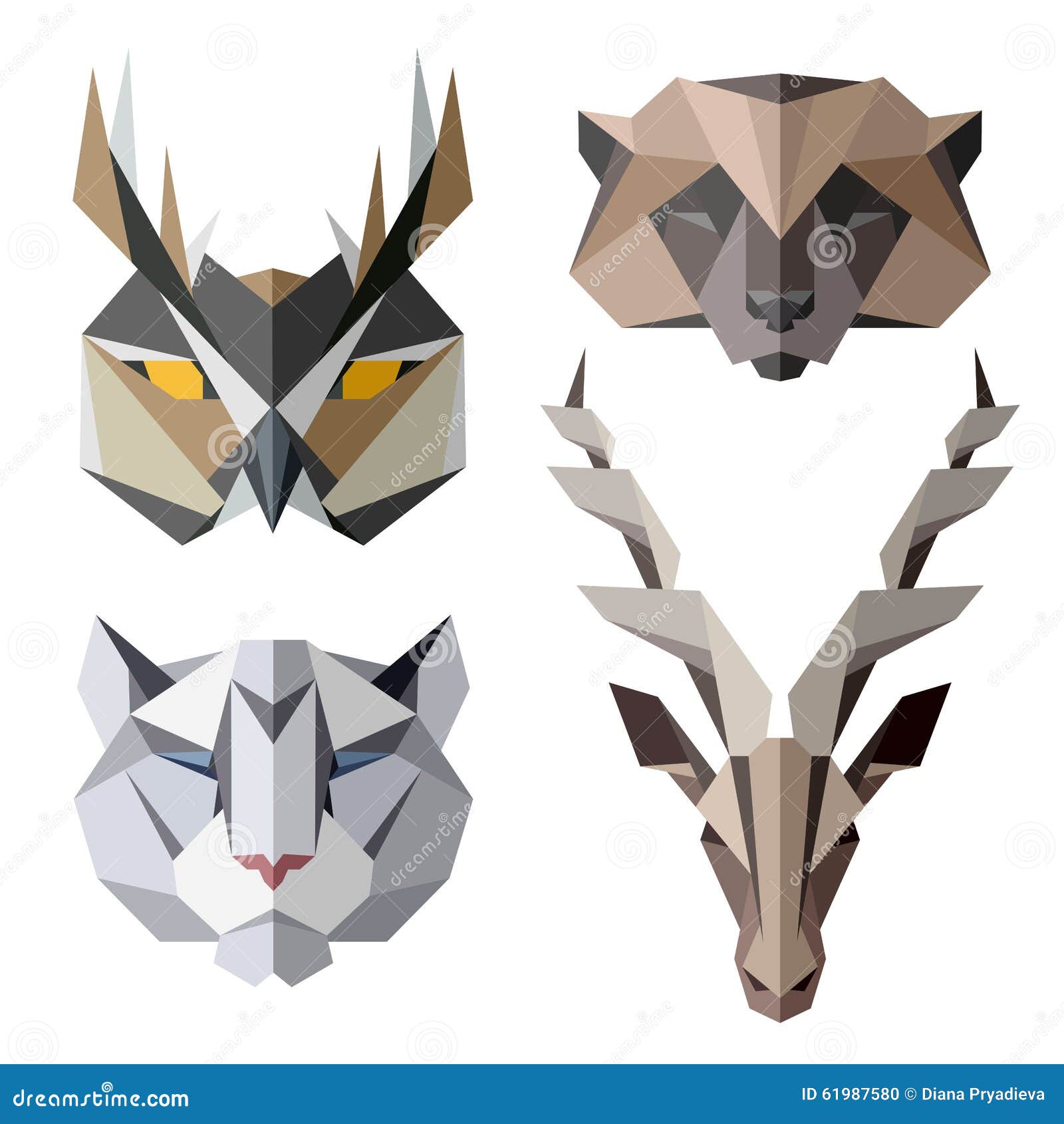 Animal Icons, Vector Icon Set. Abstract Triangular Style Stock Vector ...