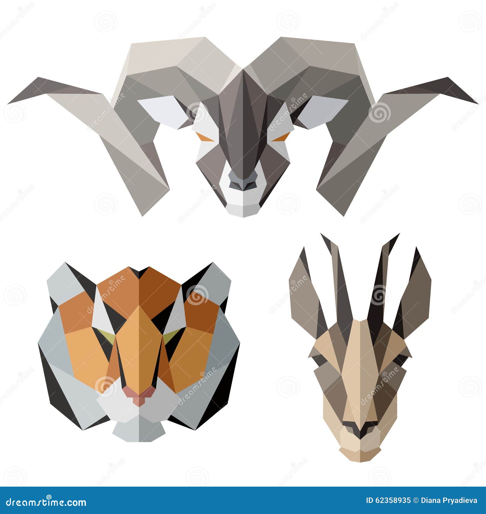 Animal Icons, Vector Icon Set. Abstract Triangular Style Stock Vector ...