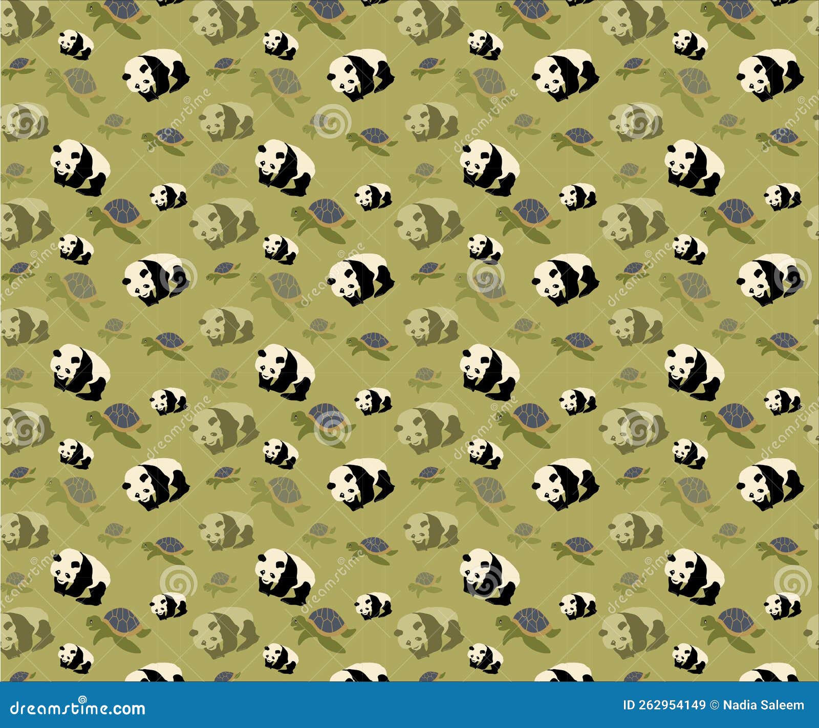 Animal Included Panda and Turtle Vector Repeat Pattern Stock Vector ...