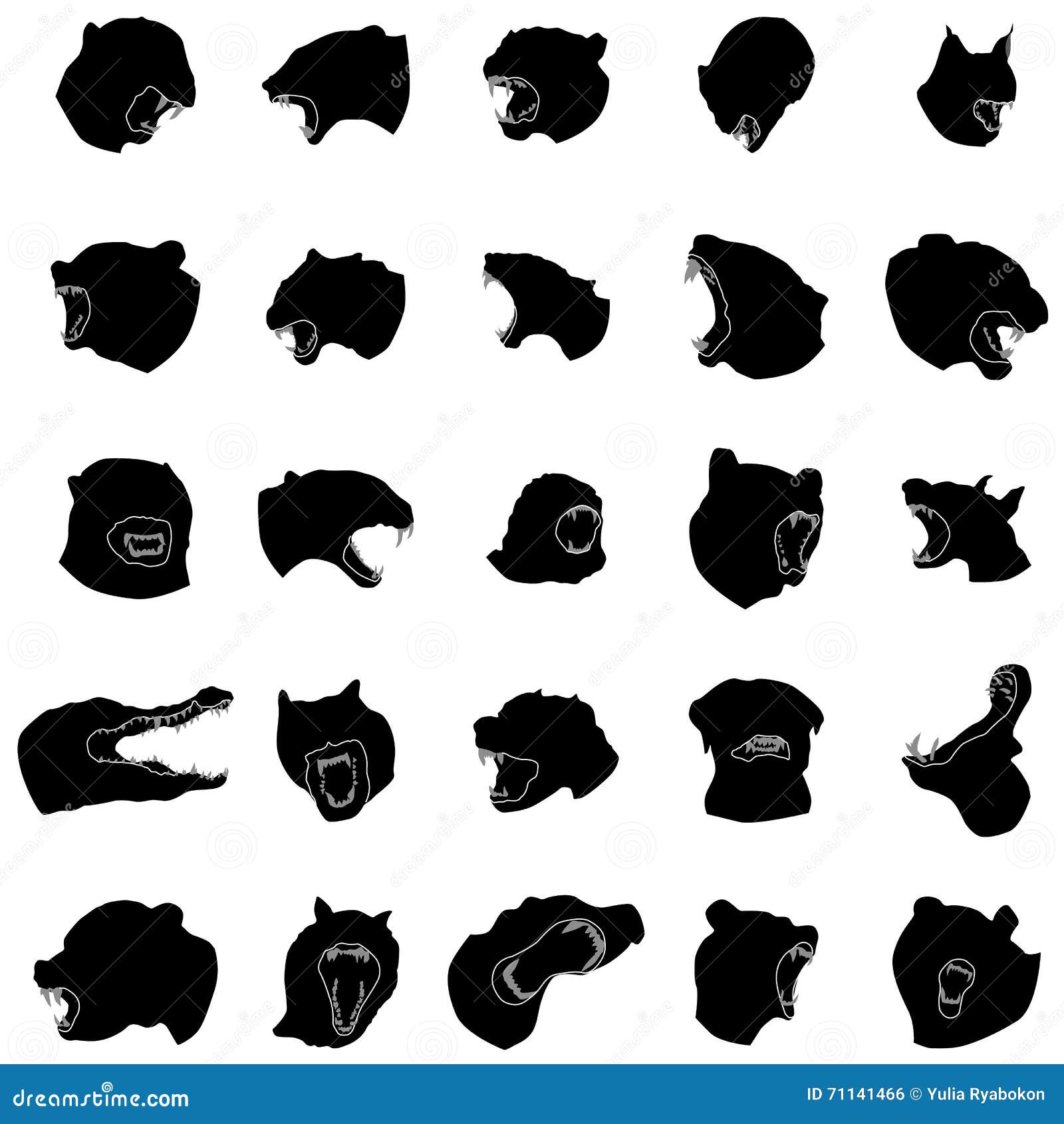 Animal Jaws Silhouettes Set Vector Illustration | CartoonDealer.com ...